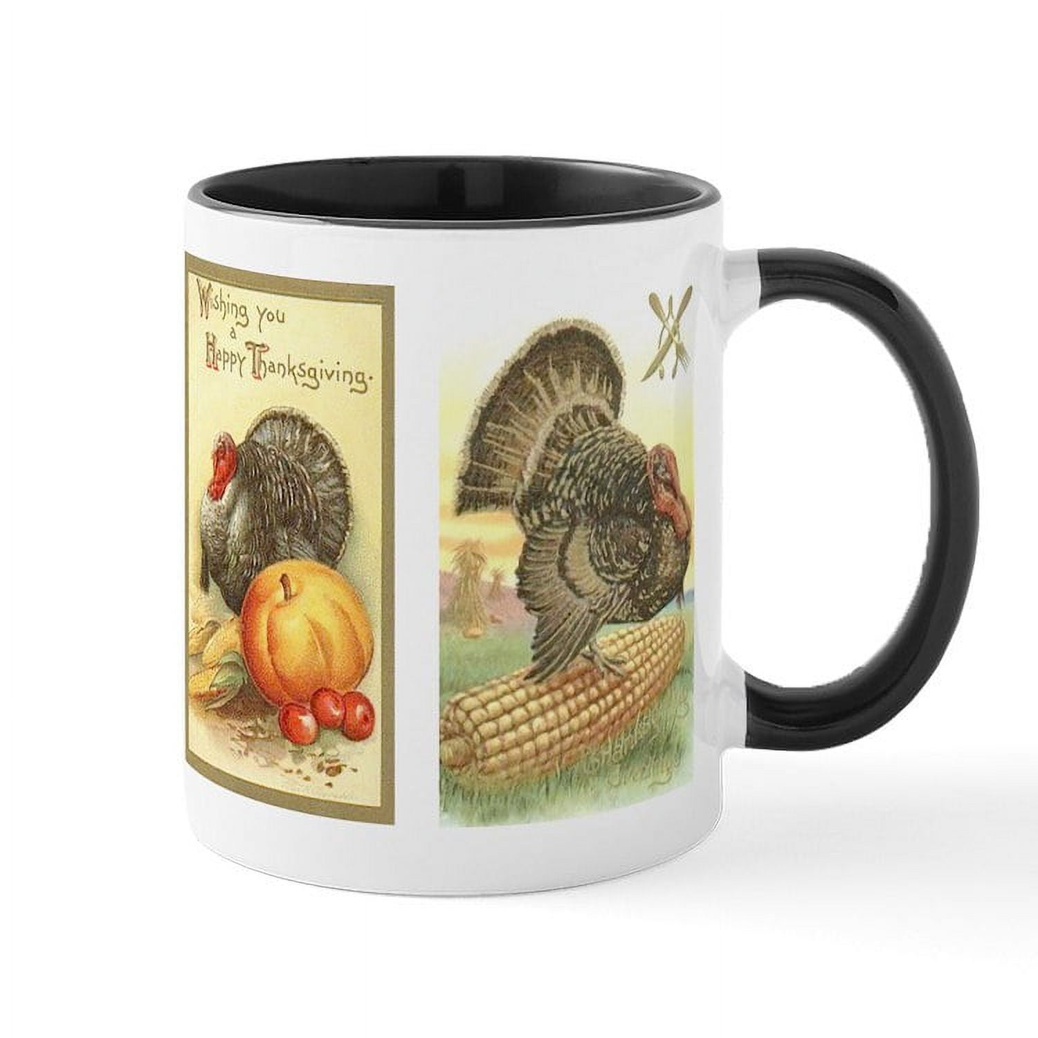 CafePress - Vintage Thanksgiving Turkeys Mug - 11 oz Ceramic Mug ...