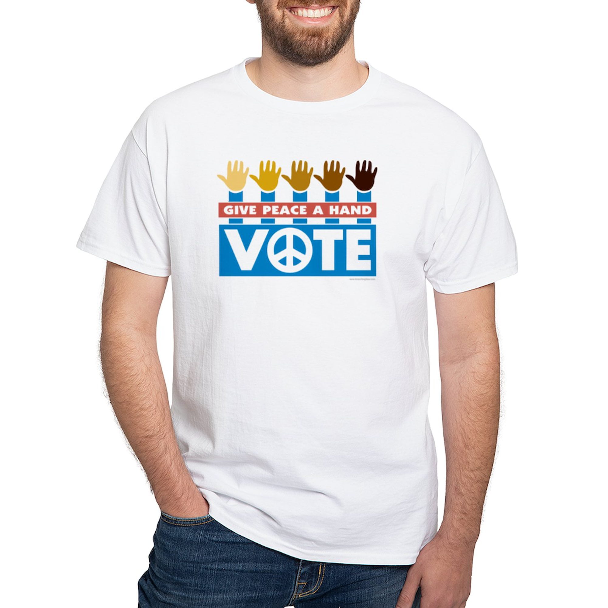 CafePress - Vote Peace White T Shirt - Men's Classic T-Shirts - Walmart ...