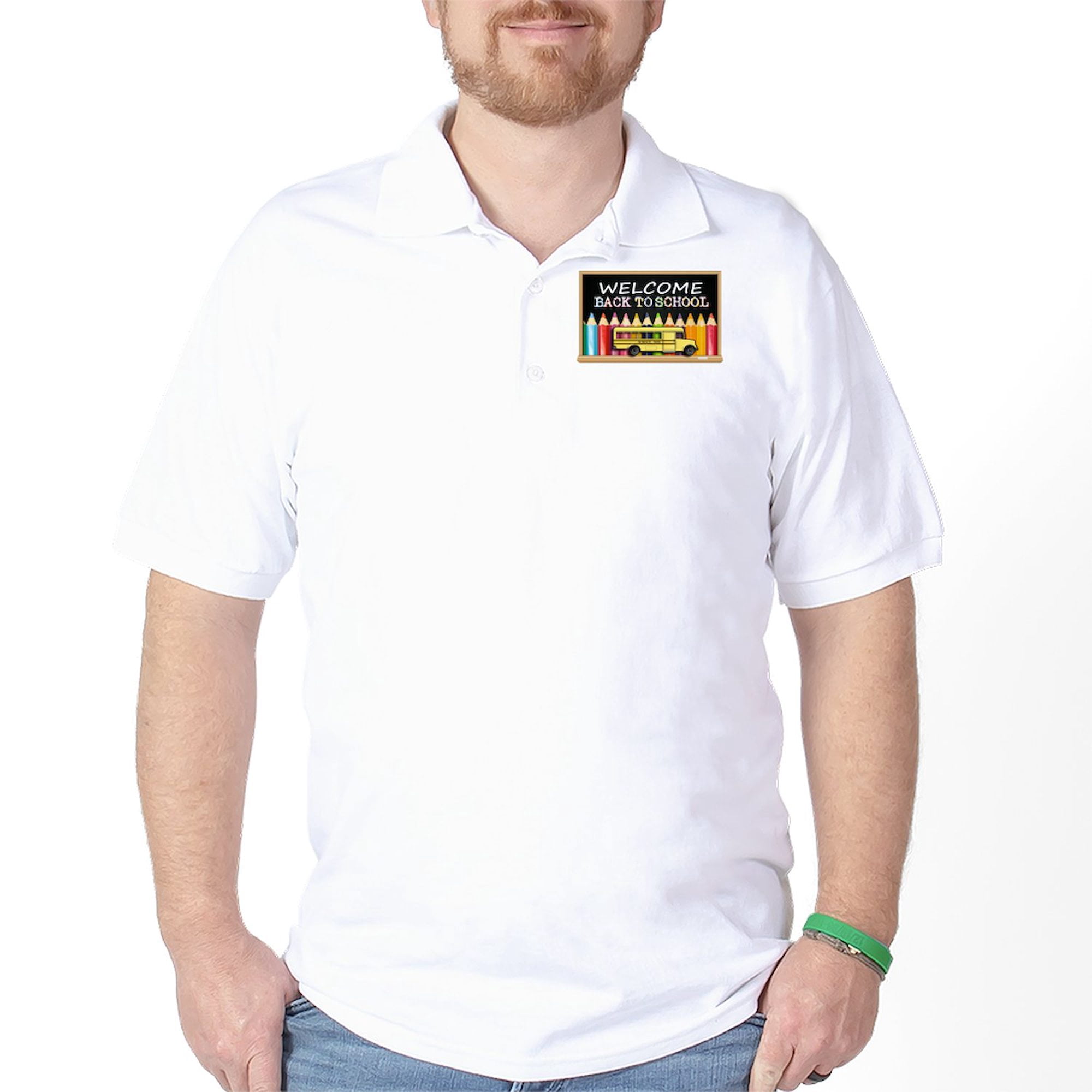 CafePress - WELCOME BACK TO SCHOOL BUS Golf Shirt - Golf Shirt, Pique ...