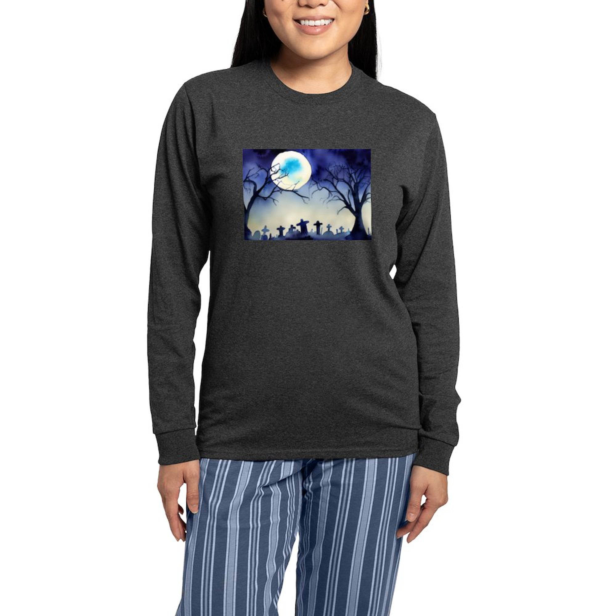 CafePress - Watercolor Halloween Night - Women's Long Sleeve Charcoal ...