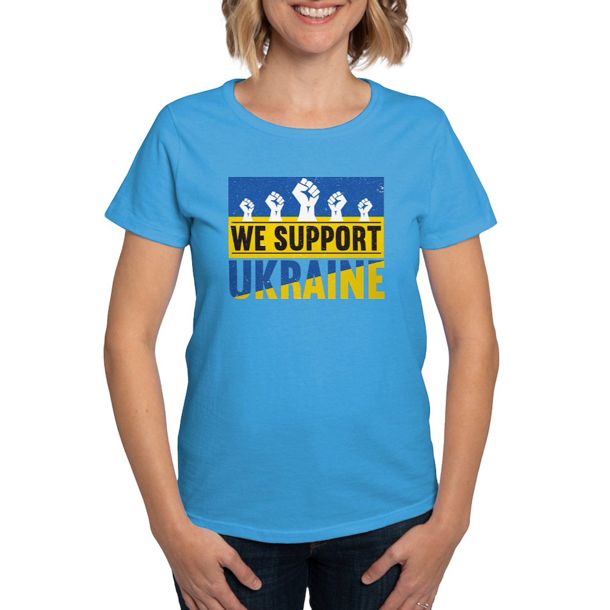 CafePress - We Support Ukraine T Shirt - Women's Traditional Fit Dark T ...