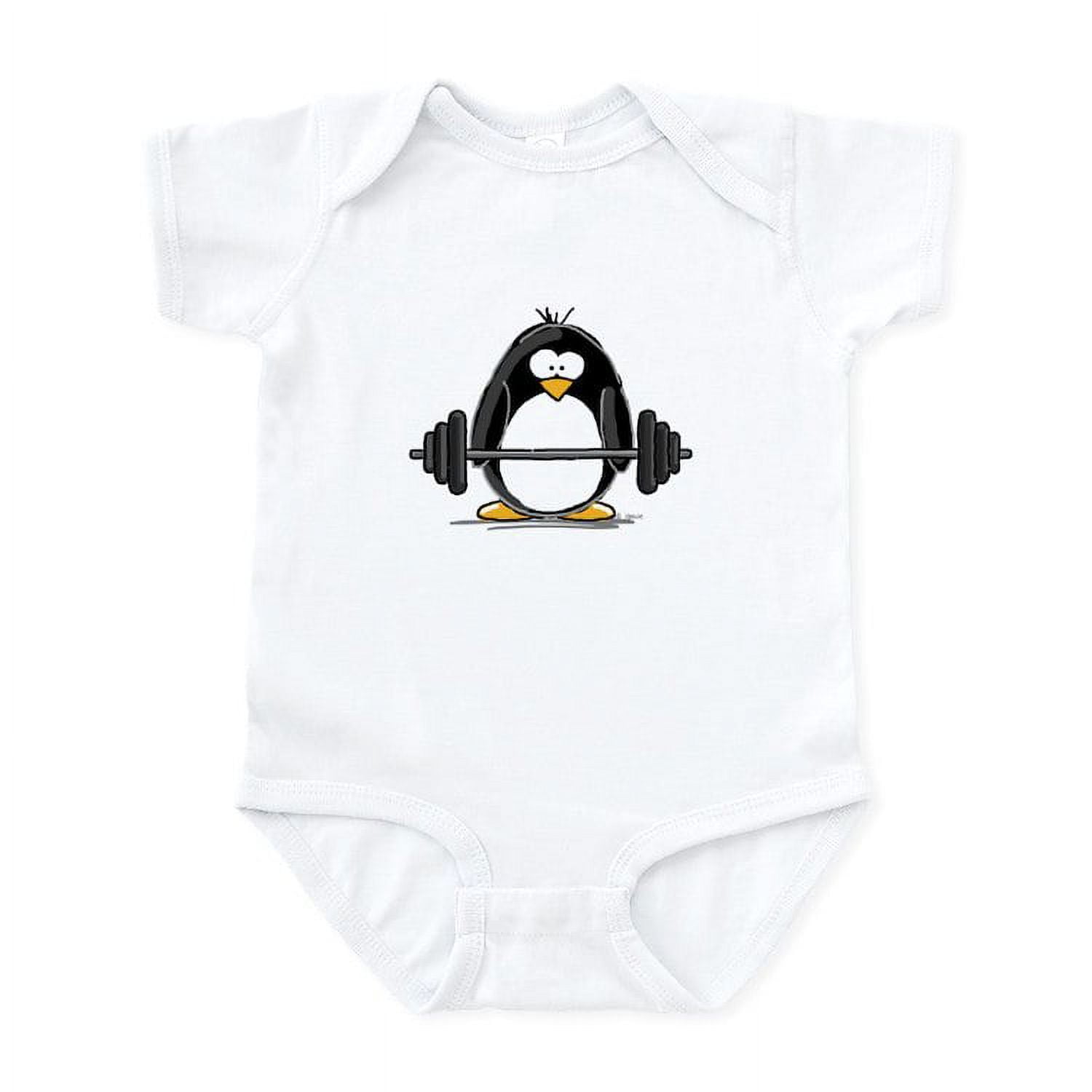 CafePress - Weight Lifting Penguin Infant Bodysuit - Baby Light ...