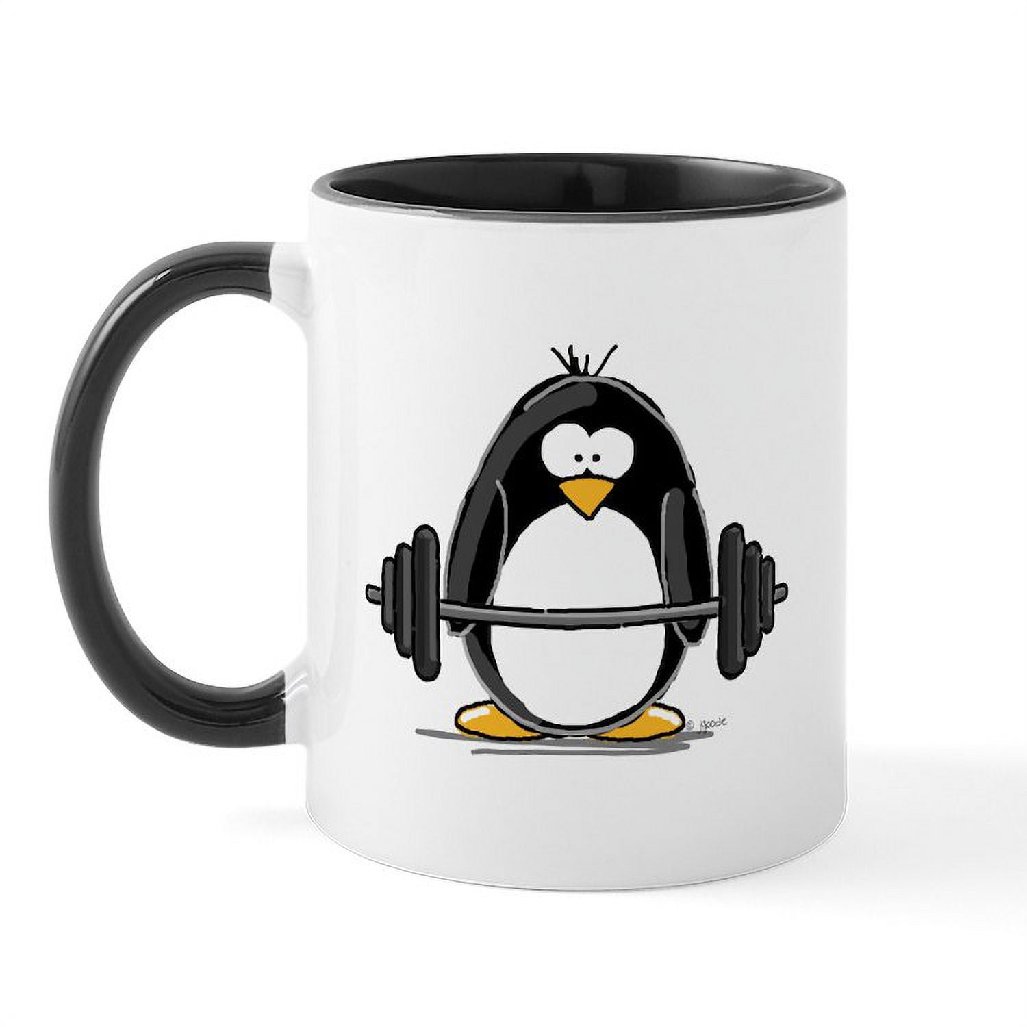 CafePress - Weight Lifting Penguin Mug - 11 oz Ceramic Mug - Novelty ...