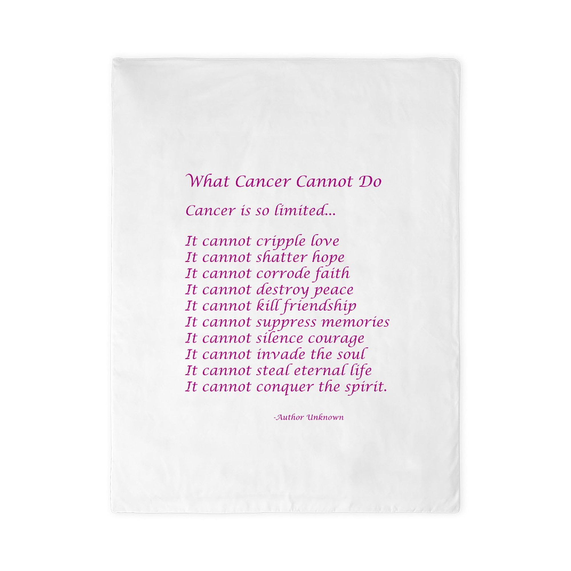 CafePress - What Cancer Cannot Do Poem - Twin Duvet Cover, Printed ...