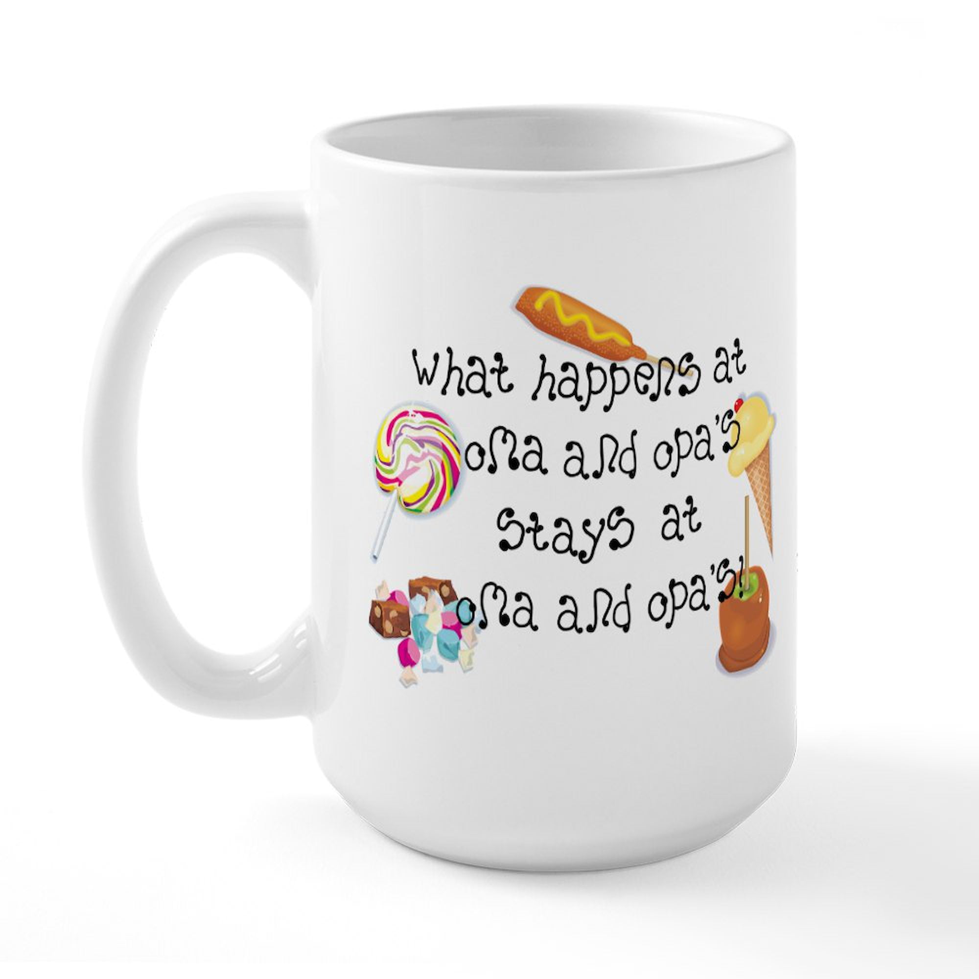 CafePress - What Happens At Oma And Opa's... Large Mug - 15 oz Ceramic ...