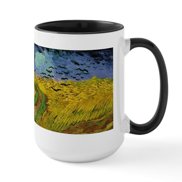 CafePress - Wheatfield By Van Gogh Wraparound Large Mug - 15 oz Ceramic ...