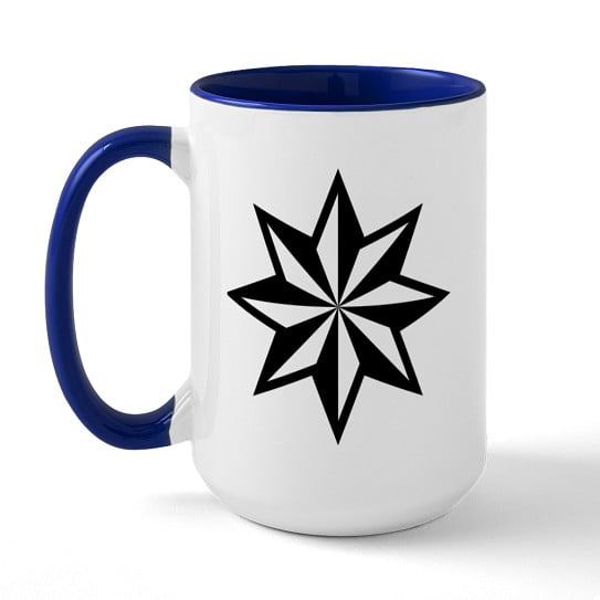 CafePress - White Nauticle Star Flake Punk Rock Large Mug - 15 oz ...