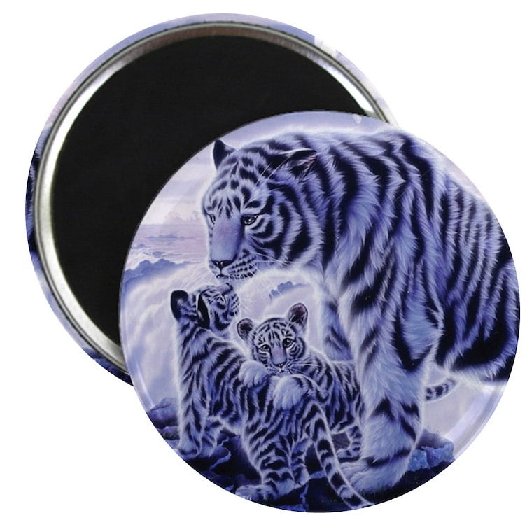 CafePress - White Tigress And Her Cubs Magnets - 2.25" Round Magnet ...