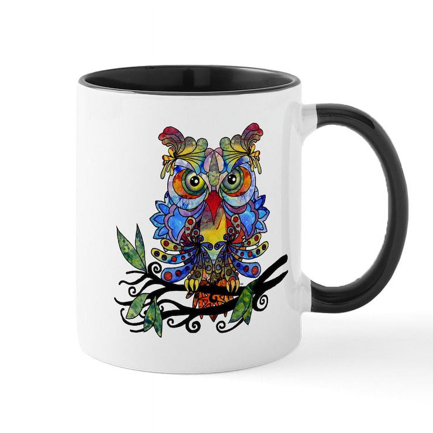 CafePress - Wild Owl Mugs - 11 oz Ceramic Mug - Novelty Coffee Tea Cup ...