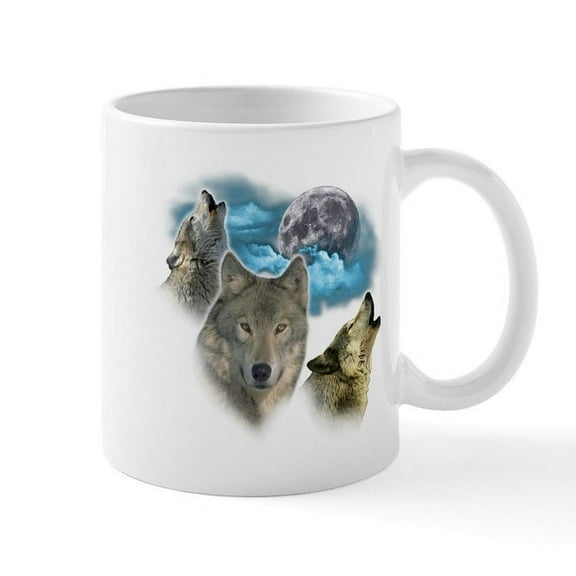 CafePress - Grey Wolves Square Photo Mug - 11 oz Ceramic Mug - Novelty ...