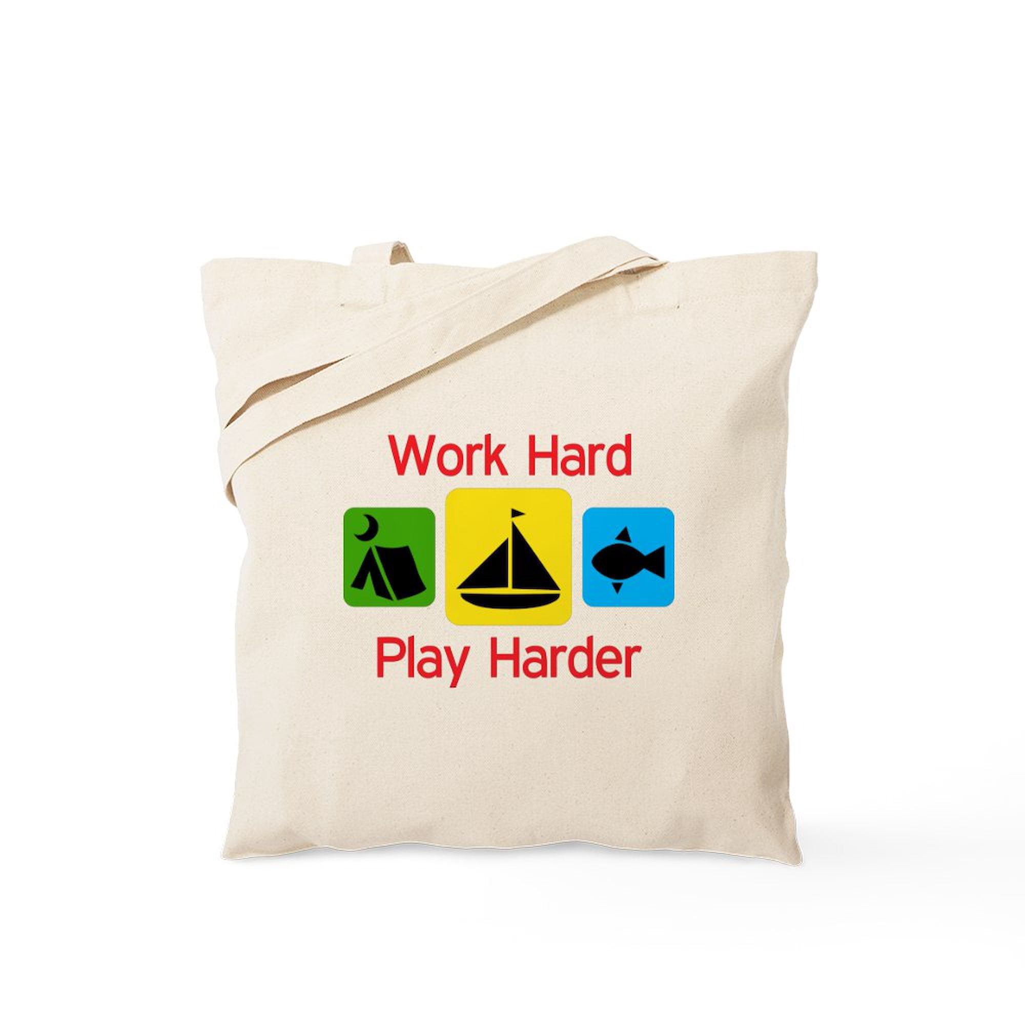 CafePress - Work Hard Play Harder Tote Bag - Unisex Canvas Tote Bag ...