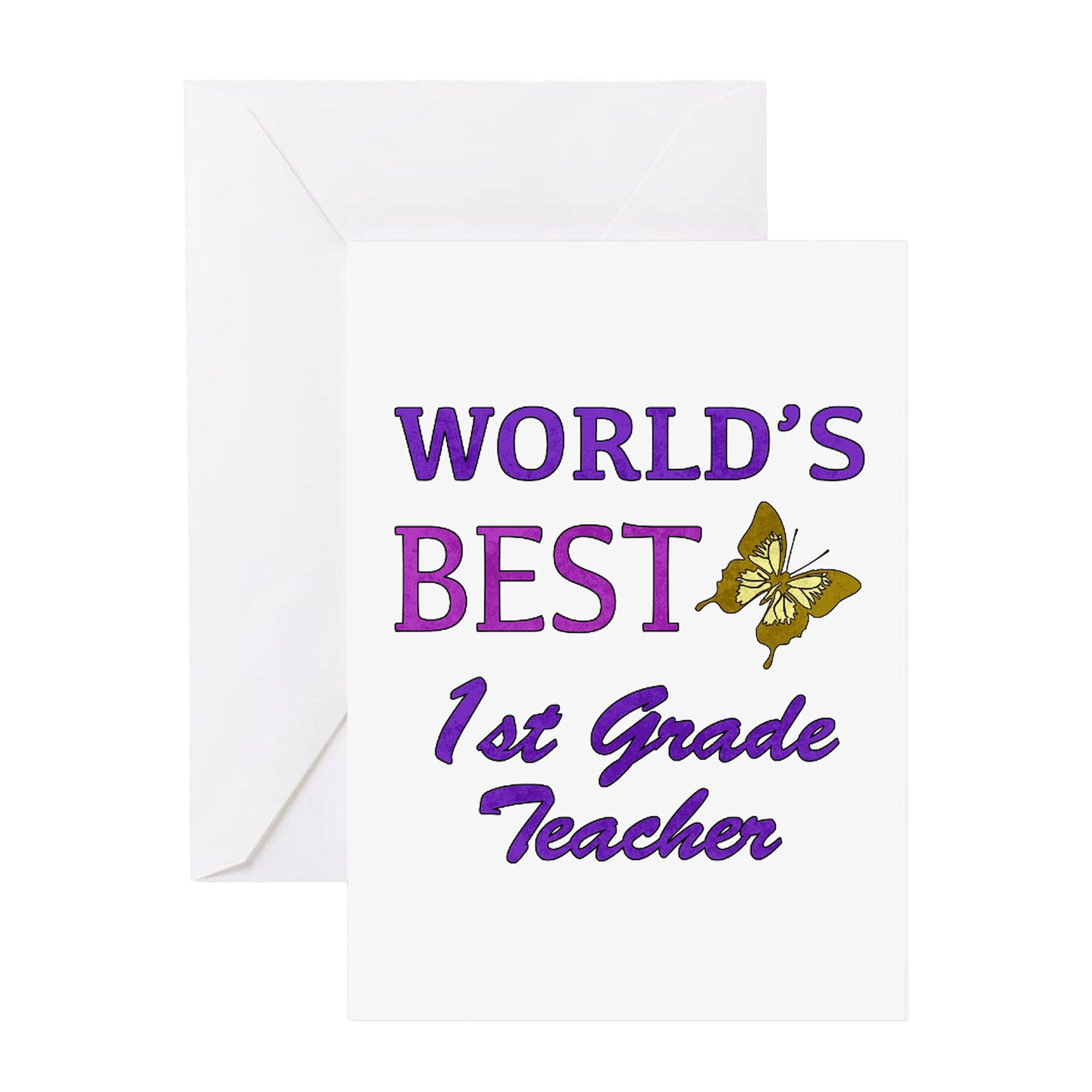 CafePress - World's Best 1St Grade Teacher - Greeting Card, Blank ...