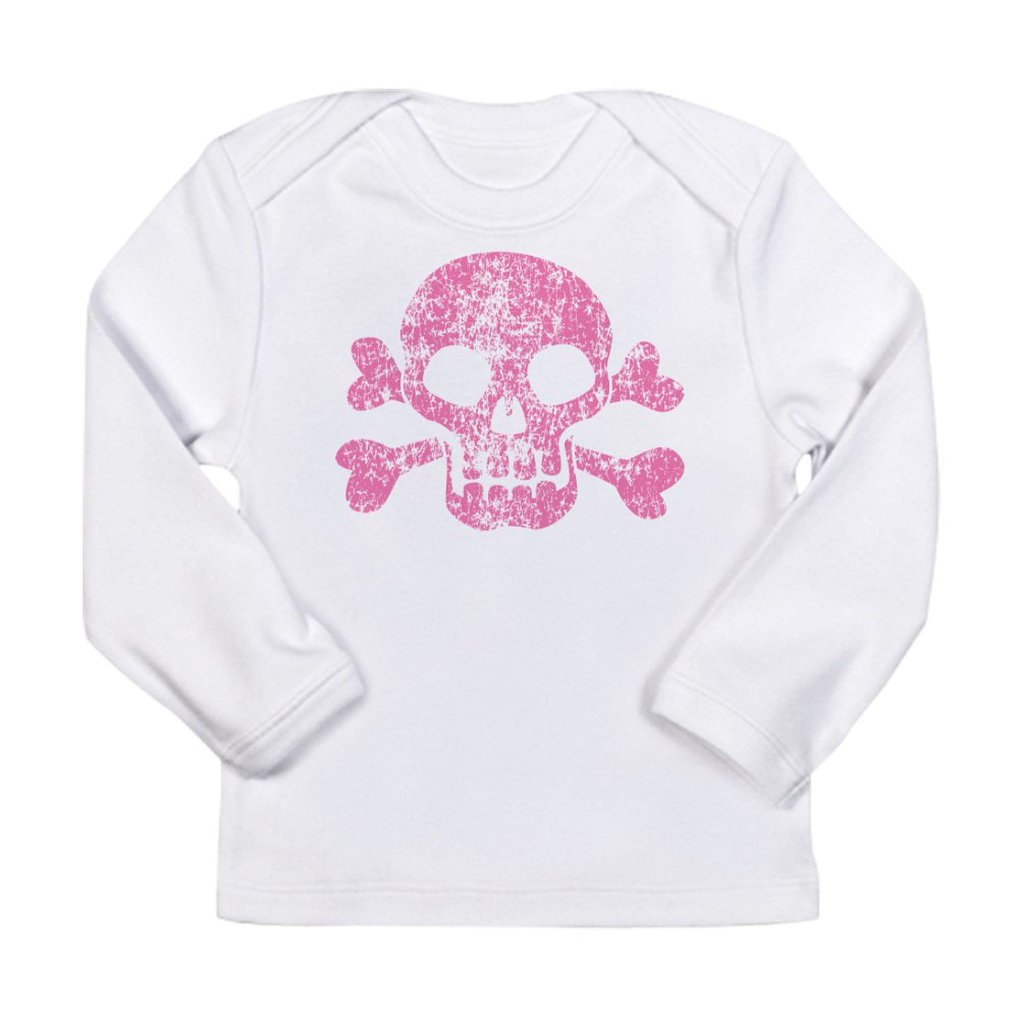 CafePress - Worn Pink Skull And Crossbones Long Sleeve Infant - Long ...