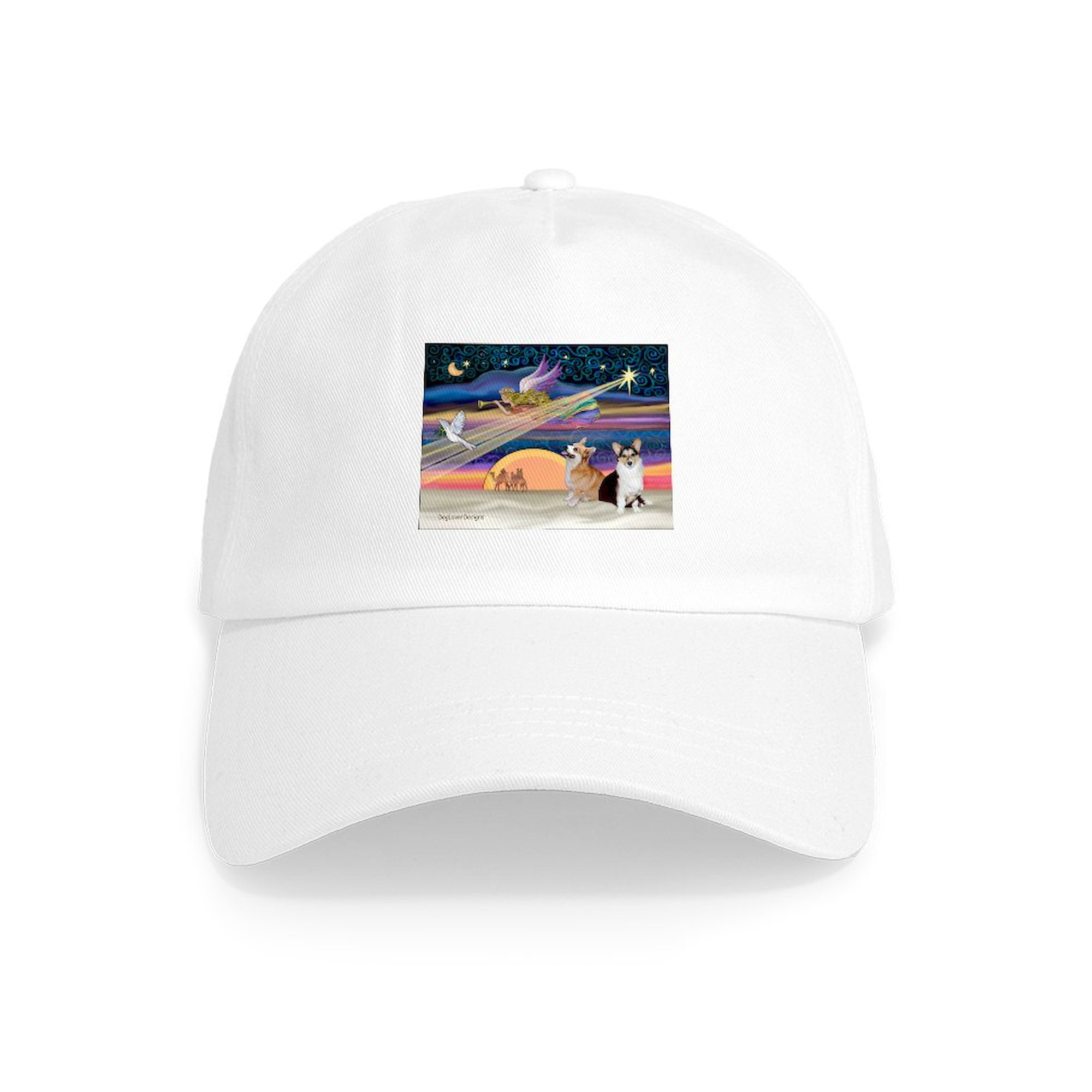 CafePress - Xmasstar/2 Corgis (P1) Cap - Adjustable 100% Brushed Unisex ...