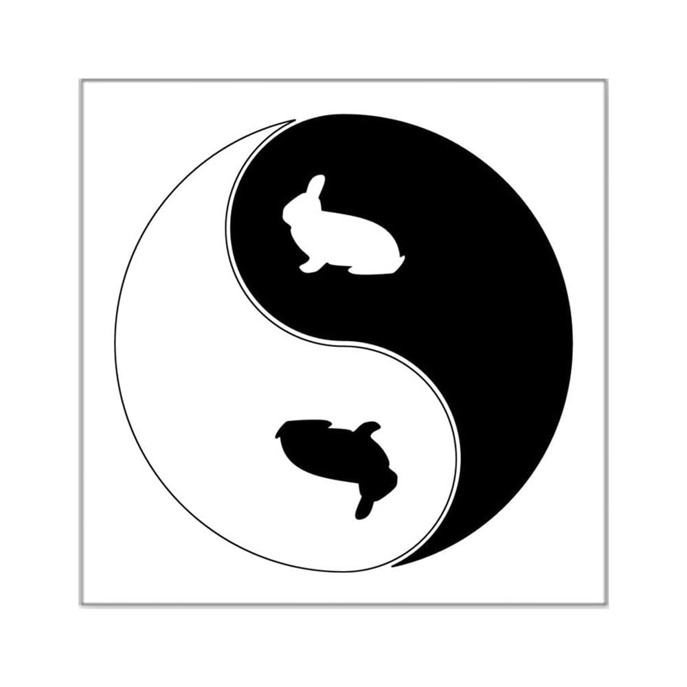 CafePress - Yin Yang Rabbit Symbol Square Sticker 3 X 3 - Square ...