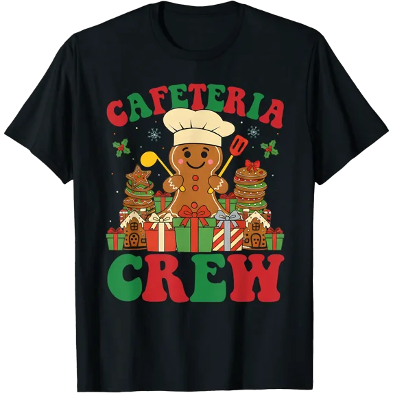 Cafeteria Crew Gingerbread Lunch Lady Worker Krismast Women T-Shirt ...
