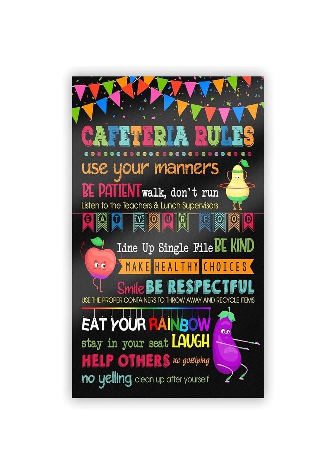 Cafeteria Rules Poster Lunchroom Behavior Sign School Wall Art Teacher ...