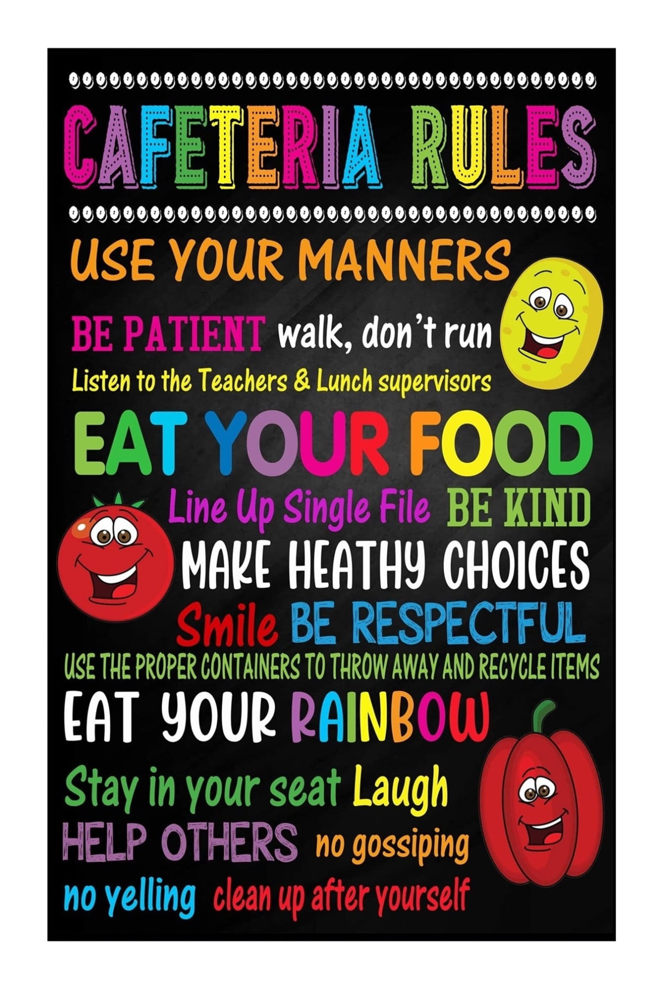 Cafeteria Rules Rules Posters Sign Funny School Decor School- Wide ...