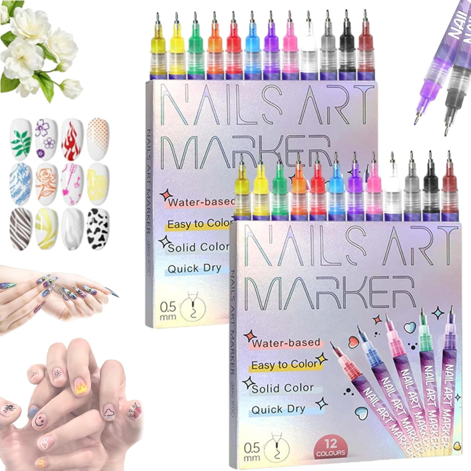 Cafeteriap/Exclaifmula/Symphonyofto 12 Colors Nail Art Pens Set, Nail ...