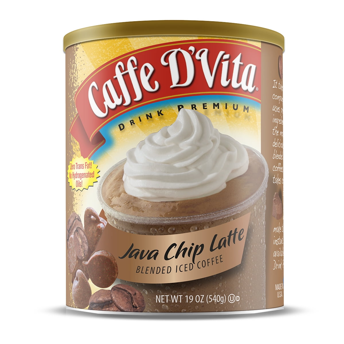 Caffe D'Vita Java Chip Latte Blended Iced Coffee Mix, 19 Oz, 6 Pack ...