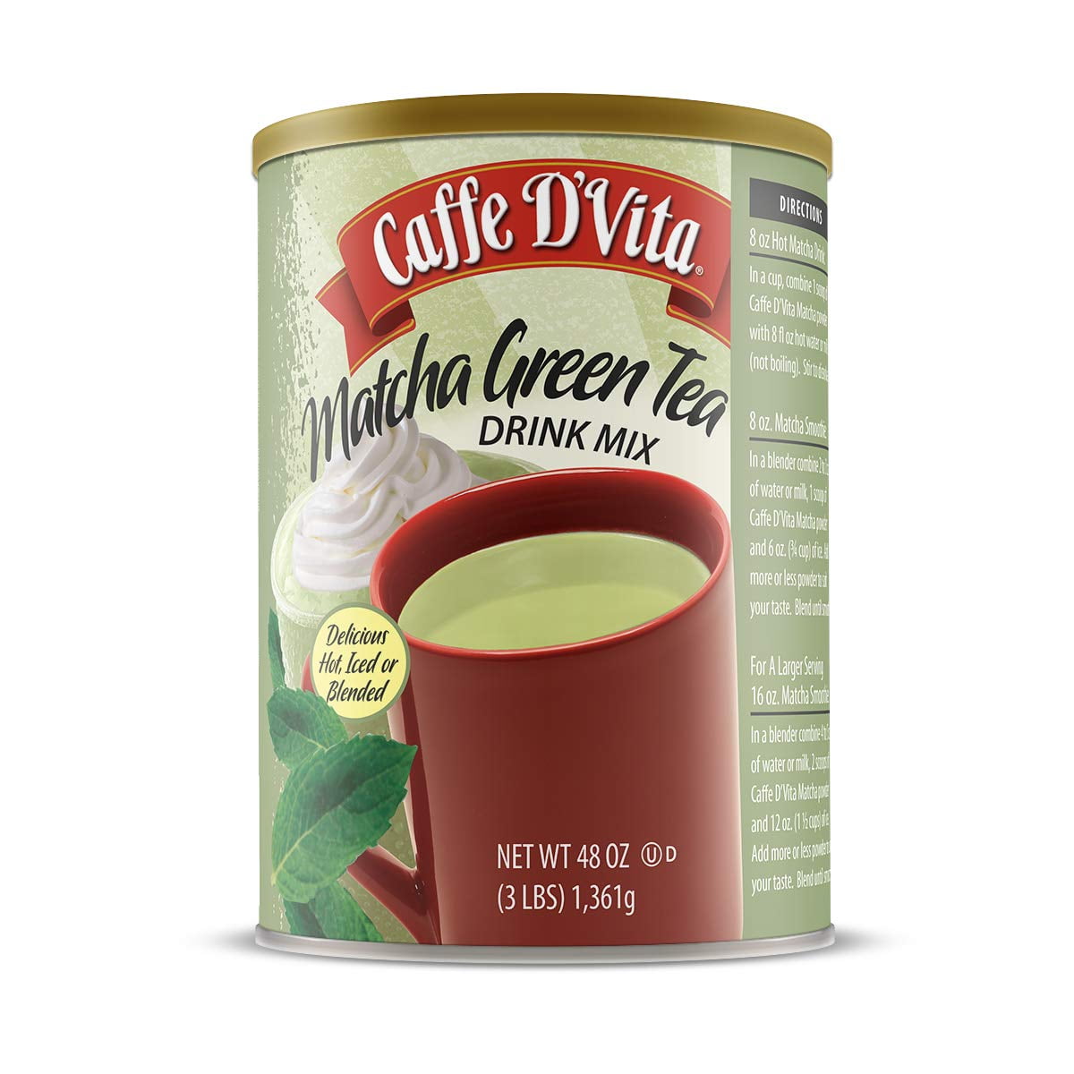 Caffe D'Vita Matcha Green Tea Drink Mix 3 lb. (48 oz.) can - Walmart.com