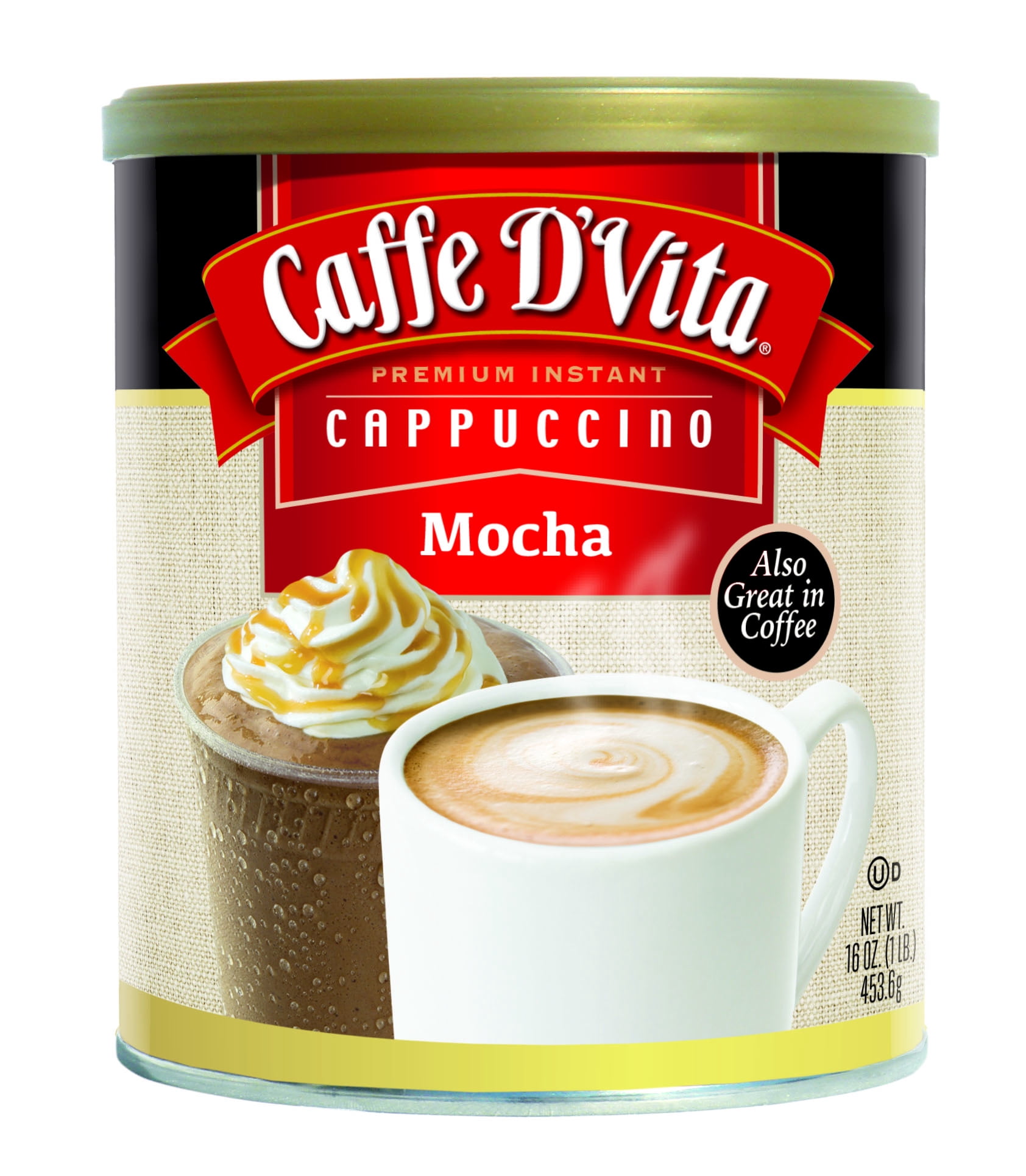 Caffe D'Vita Premium Instant Mocha Cappuccino, 16 oz Canister - Walmart.com