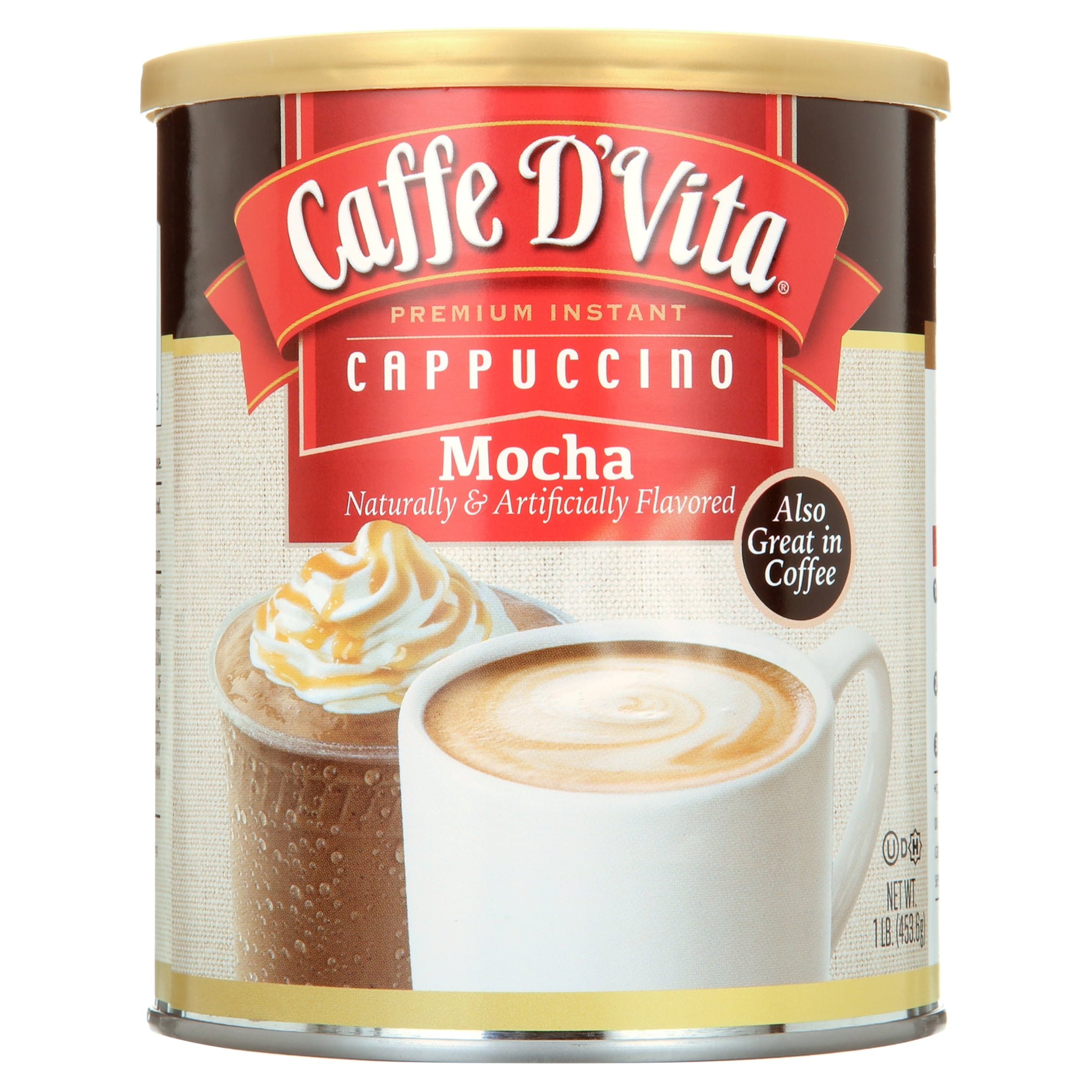 Caffe D'Vita Premium Instant Mocha Cappuccino, 16 oz Canister - Walmart.com