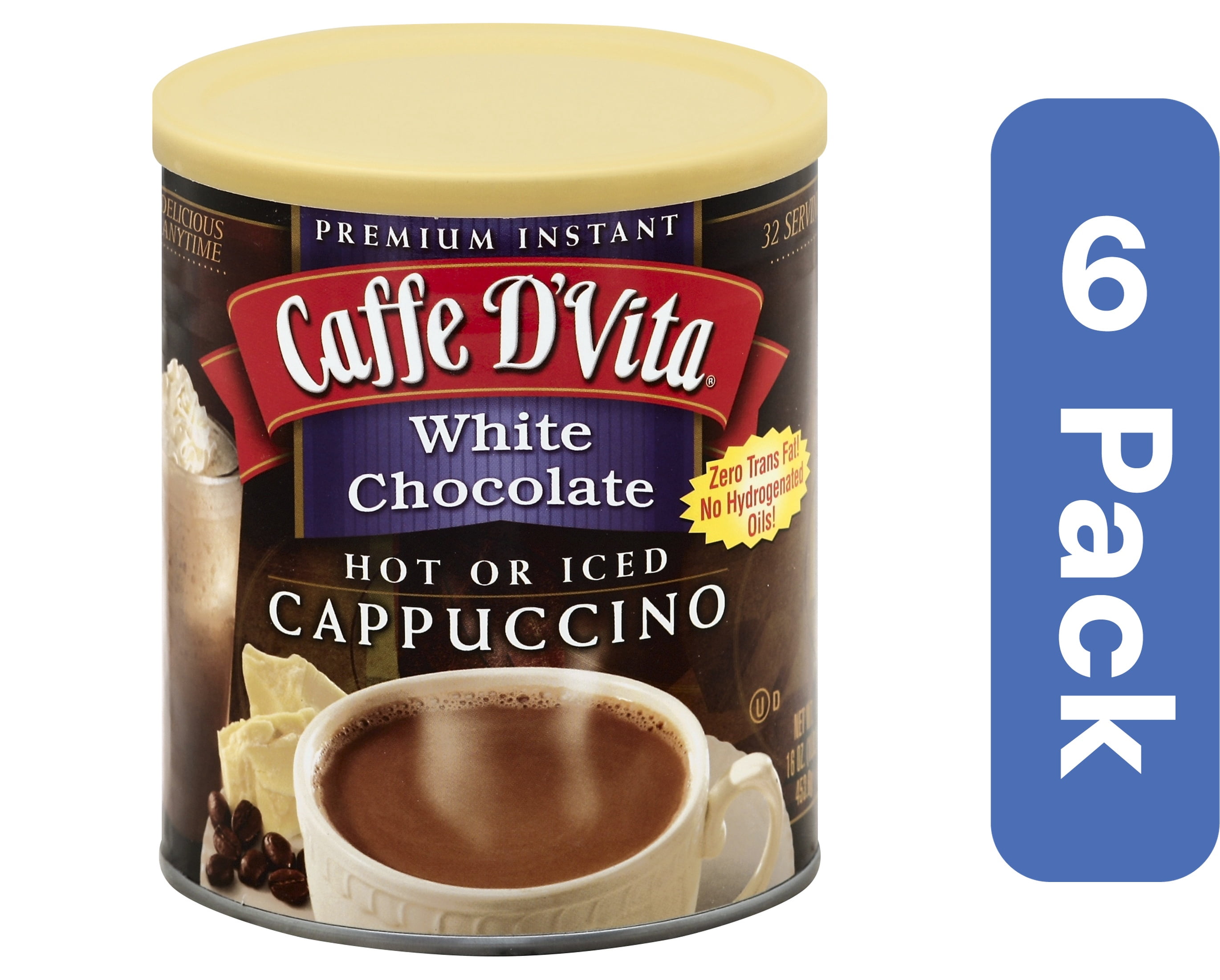 Caffe D'Vita White Chocolate Cappuccino 16 oz (Pack Of 6) - Walmart.com
