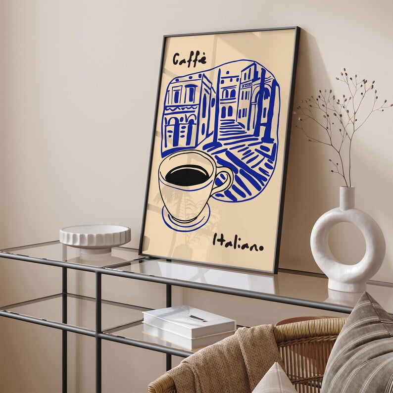 Caffe Italiano Poster: Retro Coffee Drink Print, Vintage Kitchen Decor ...