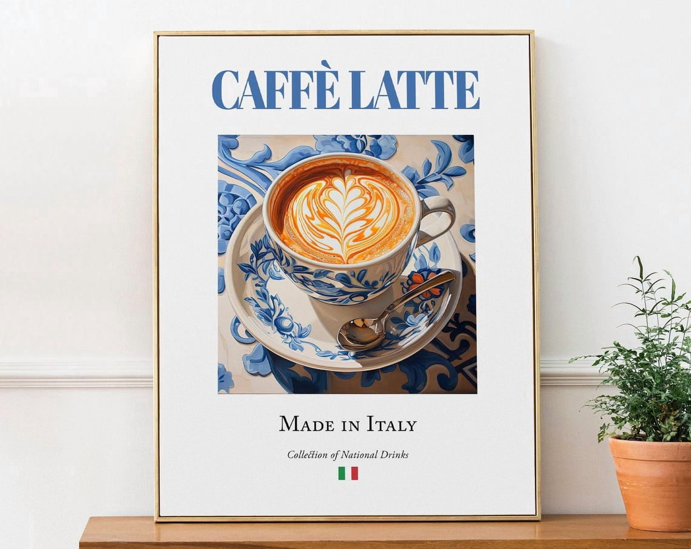 Caffe Latte Art Print, Italian Tile Kitchen Wall Art, Unframed Paper ...