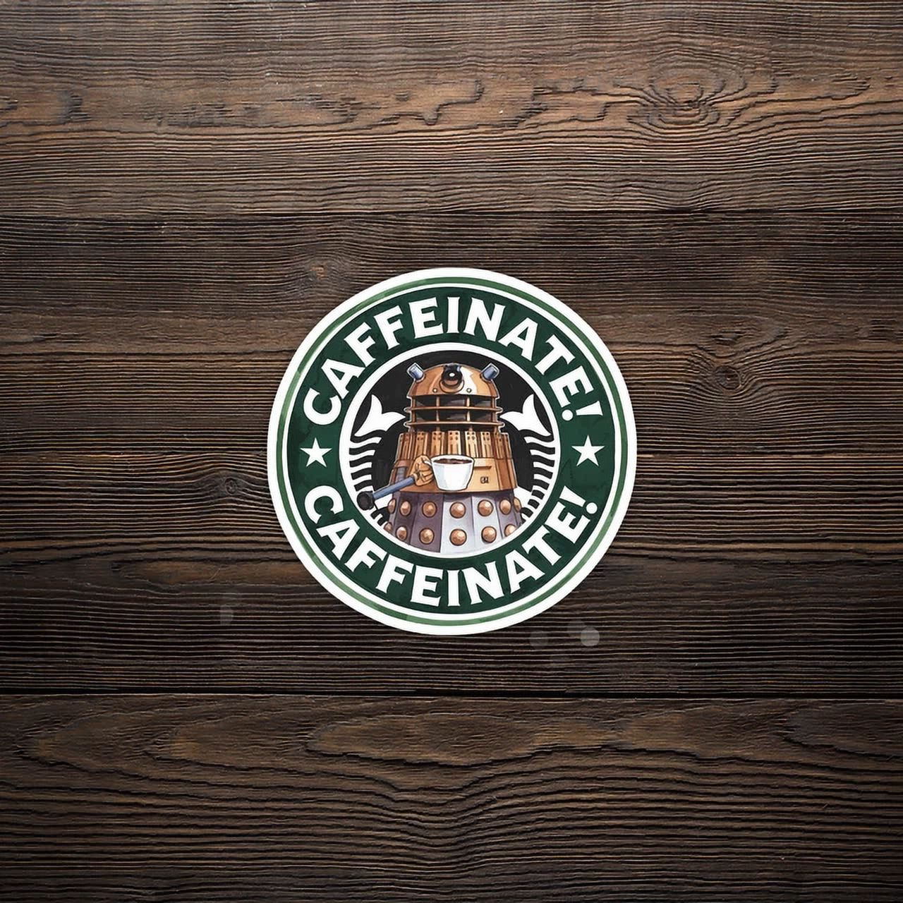 Caffeinate Dalek Doctor Who Inspired Coffee Lover Sticker Decal For ...