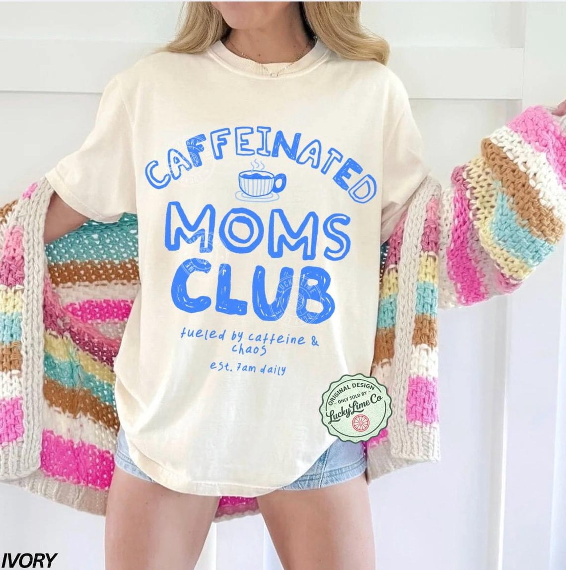 Caffeinated Moms Club Comfort Colors T-Shirt, Mama, Tired Moms Club ...
