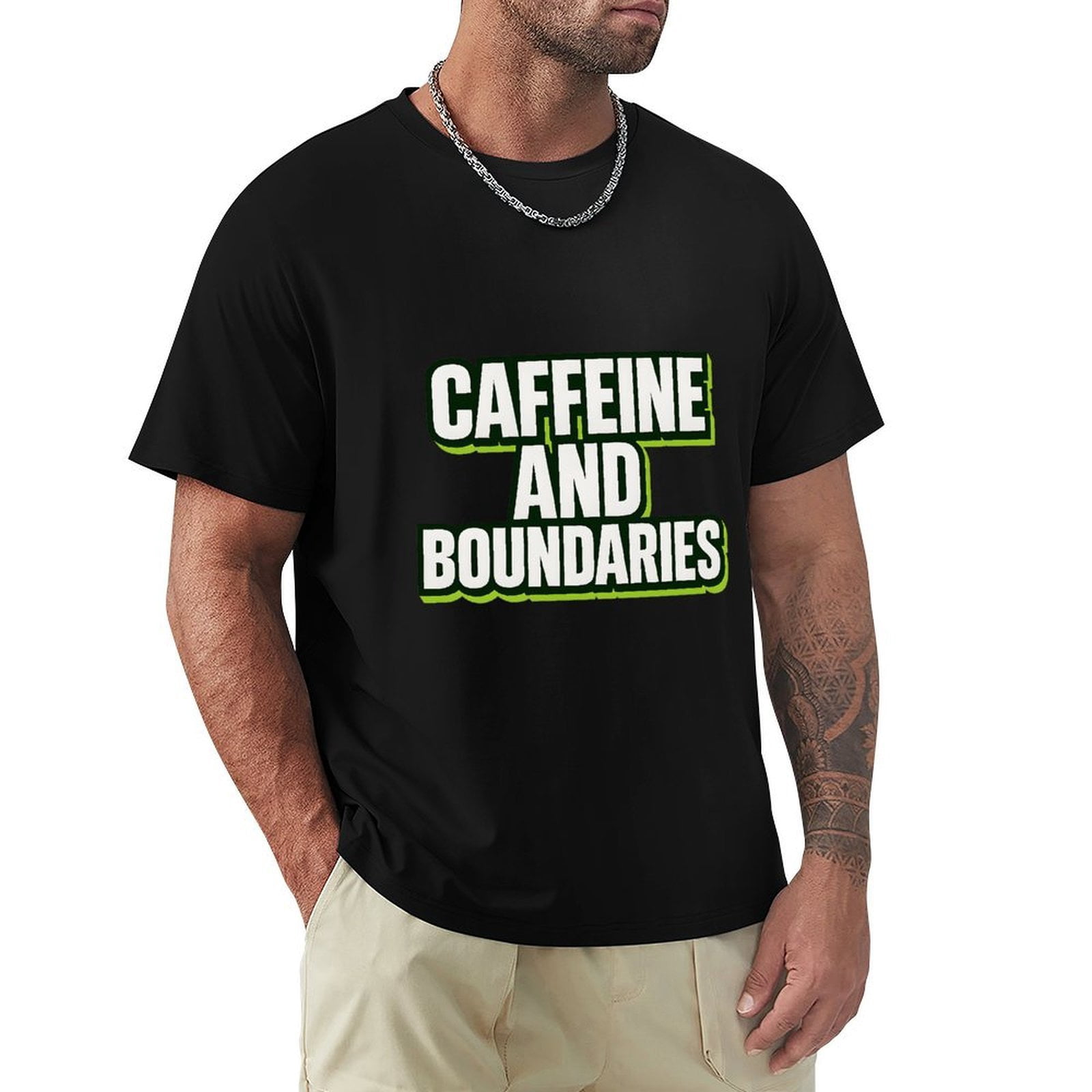 Caffeine And Boundaries Men's HD Print Classic Short Sleeve T-Shirts ...