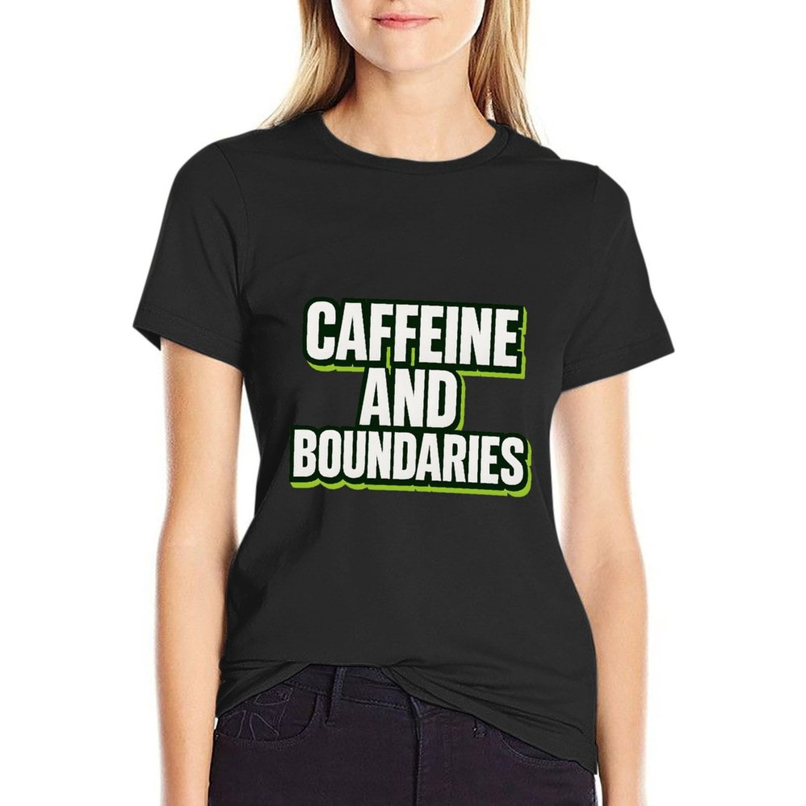 Caffeine And Boundaries Women’s Cotton Short Sleeve T-Shirt HD Graphic ...