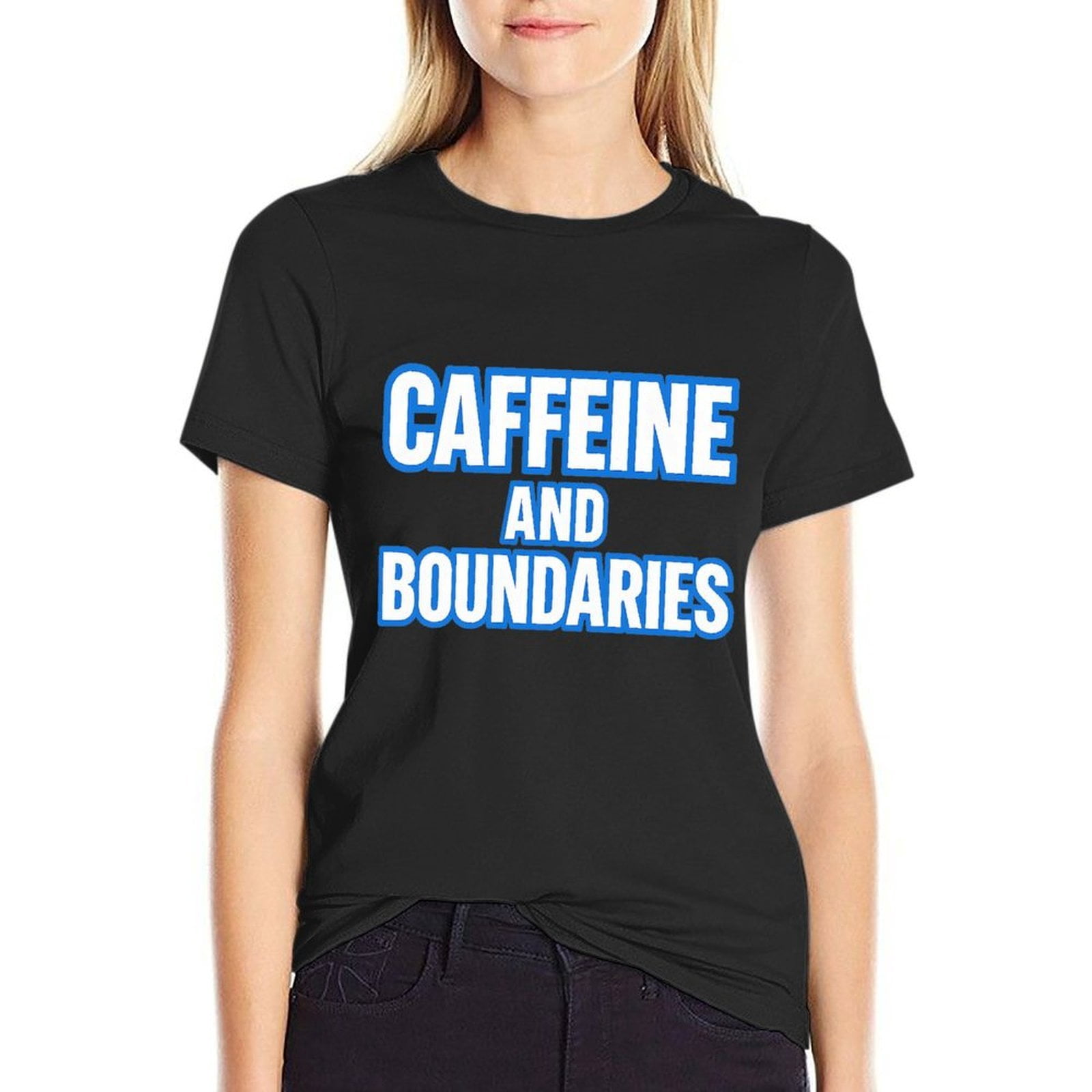 Caffeine And Boundaries Women’s Cotton Short Sleeve T-Shirt HD Graphic ...