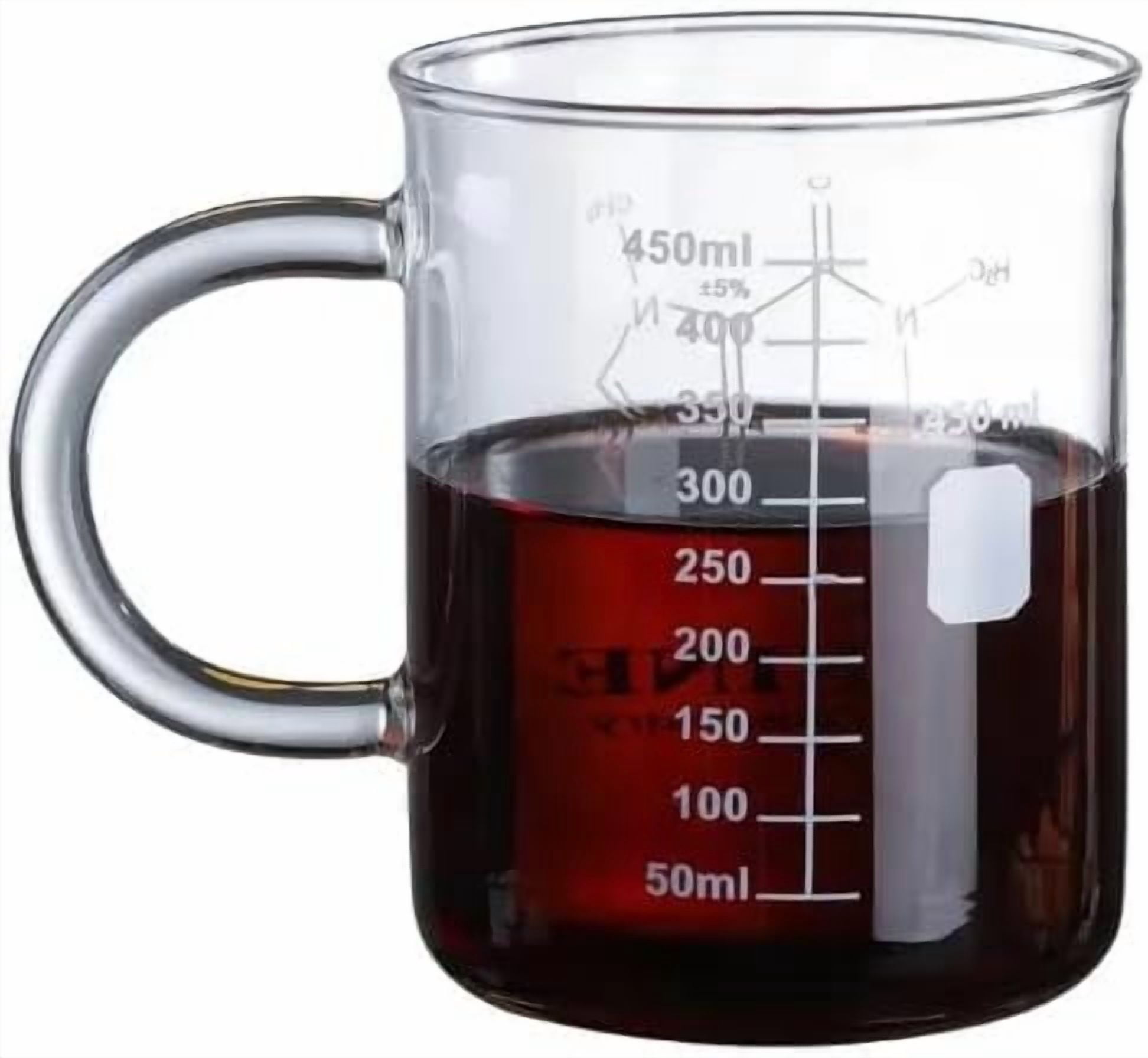 Caffeine Beaker Mug, Graduated Beaker, Mug with Handle, Borosilicate ...