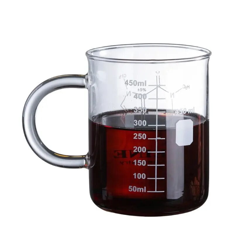 Caffeine Beaker Mug Graduated with Handle Borosilicate Glass Multi ...