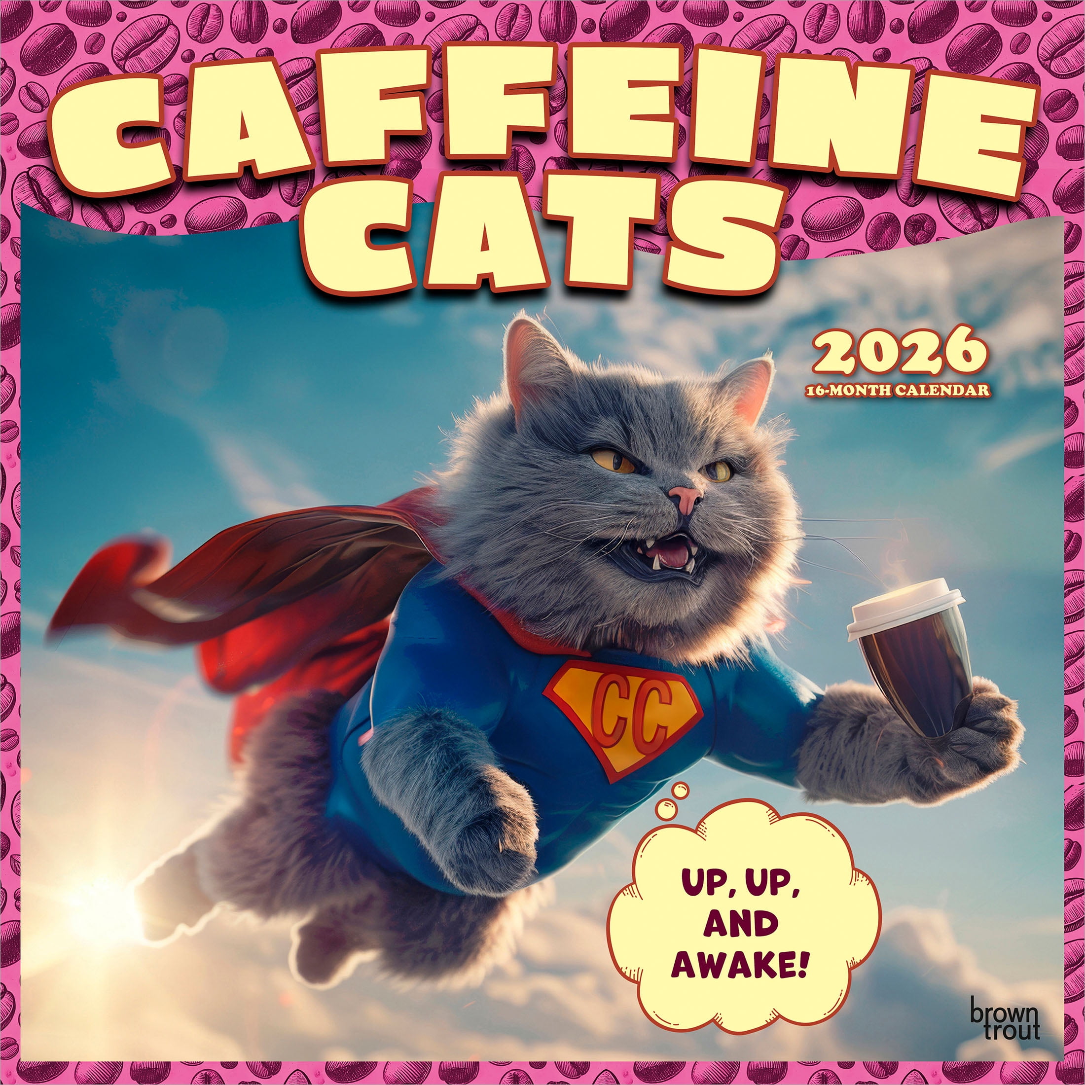 Caffeine Cats | 2026 12x24" (Hanging) Square Wall Calendar | Plastic ...