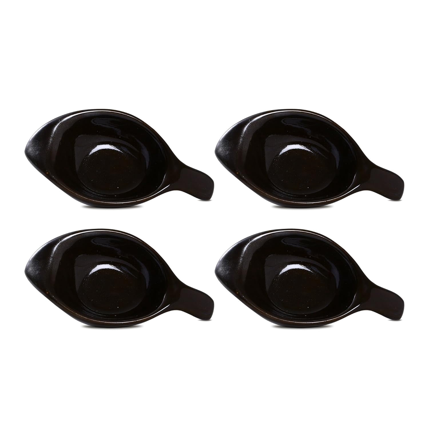 Caffeine Ceramic Handmade Black Glossy Dip and Sauce Set of 4 40 ml ...
