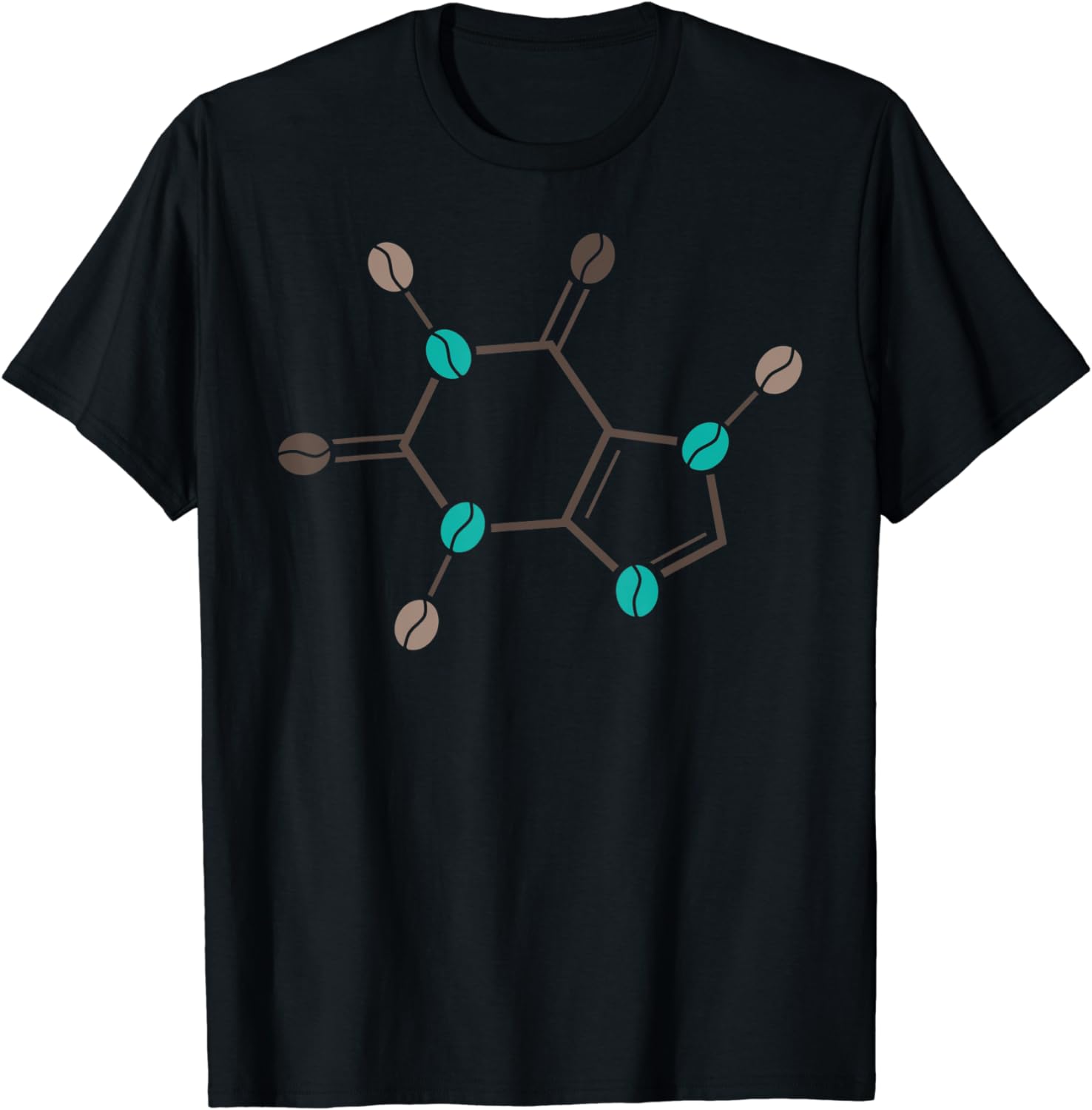 Caffeine Coffee Bean Molecular Structure- C8H10N4O2 Molecule T-Shirt ...