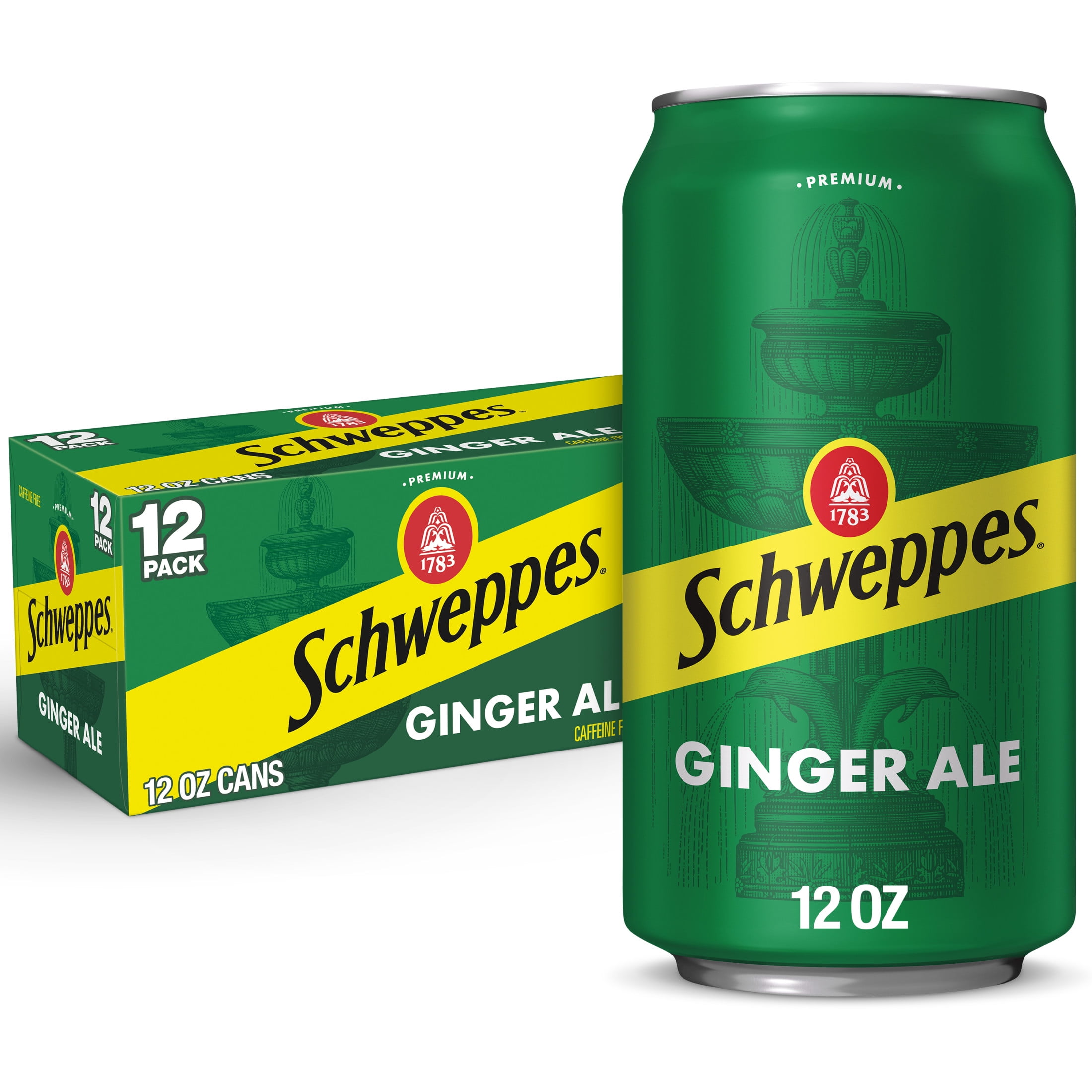 Schweppes Flavorful Ginger Ale Soda, 12 fl oz Cans, 12 Pack Case ...