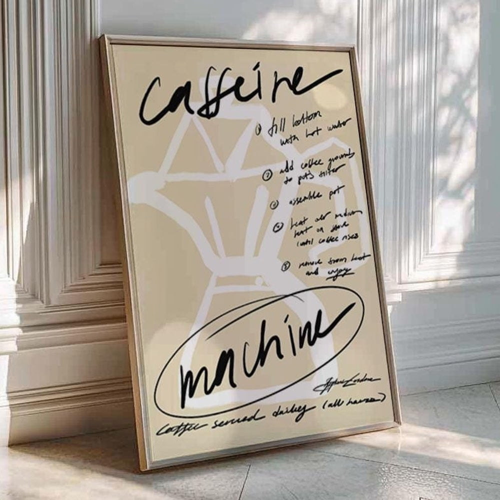 Caffeine Machine Poster, Cafe Poster, Retro Coffee Sign, Modern Coffee ...