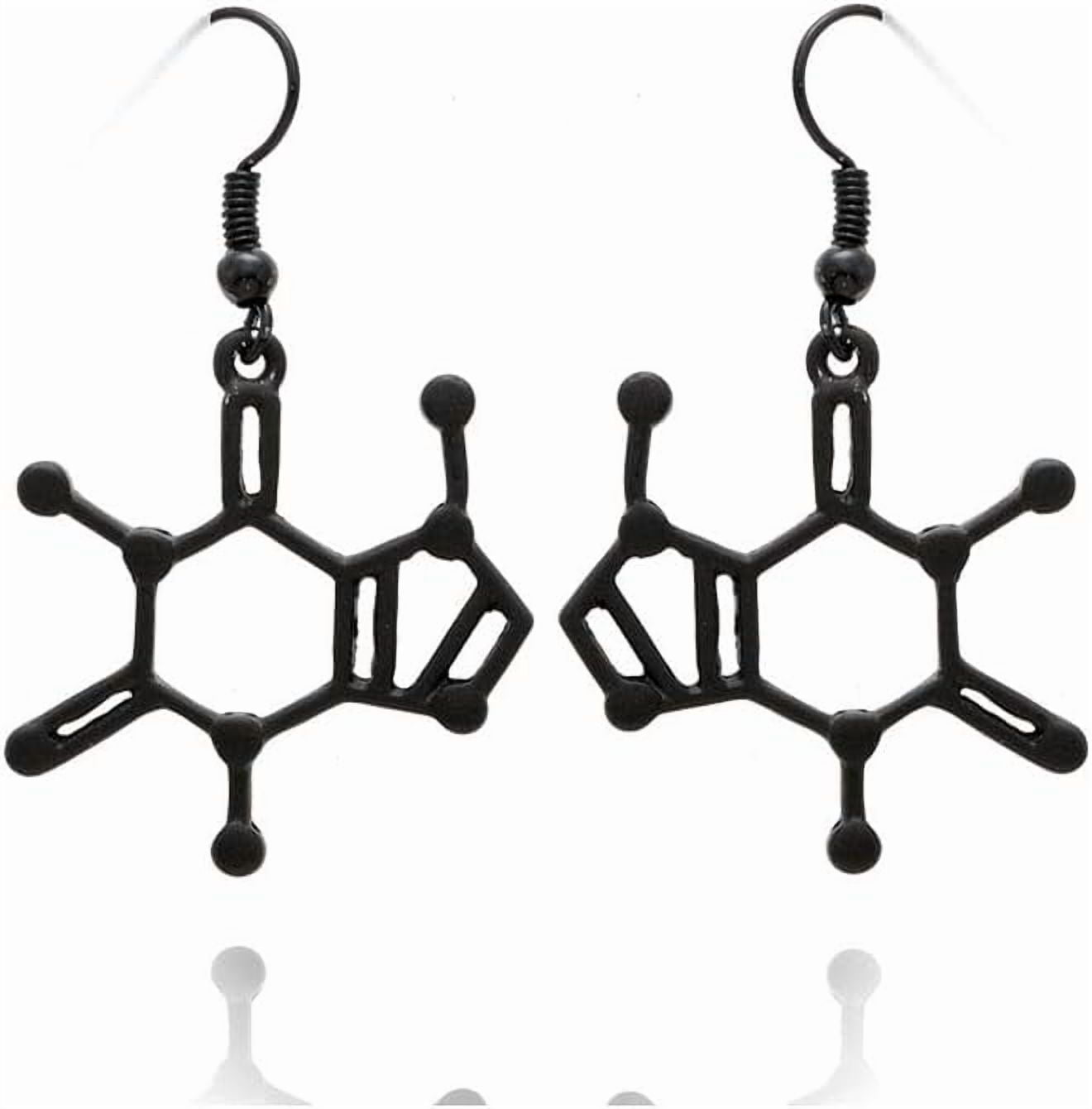 Caffeine Molecule Dangle Earrings Simple Happiness Neurotransmitter ...