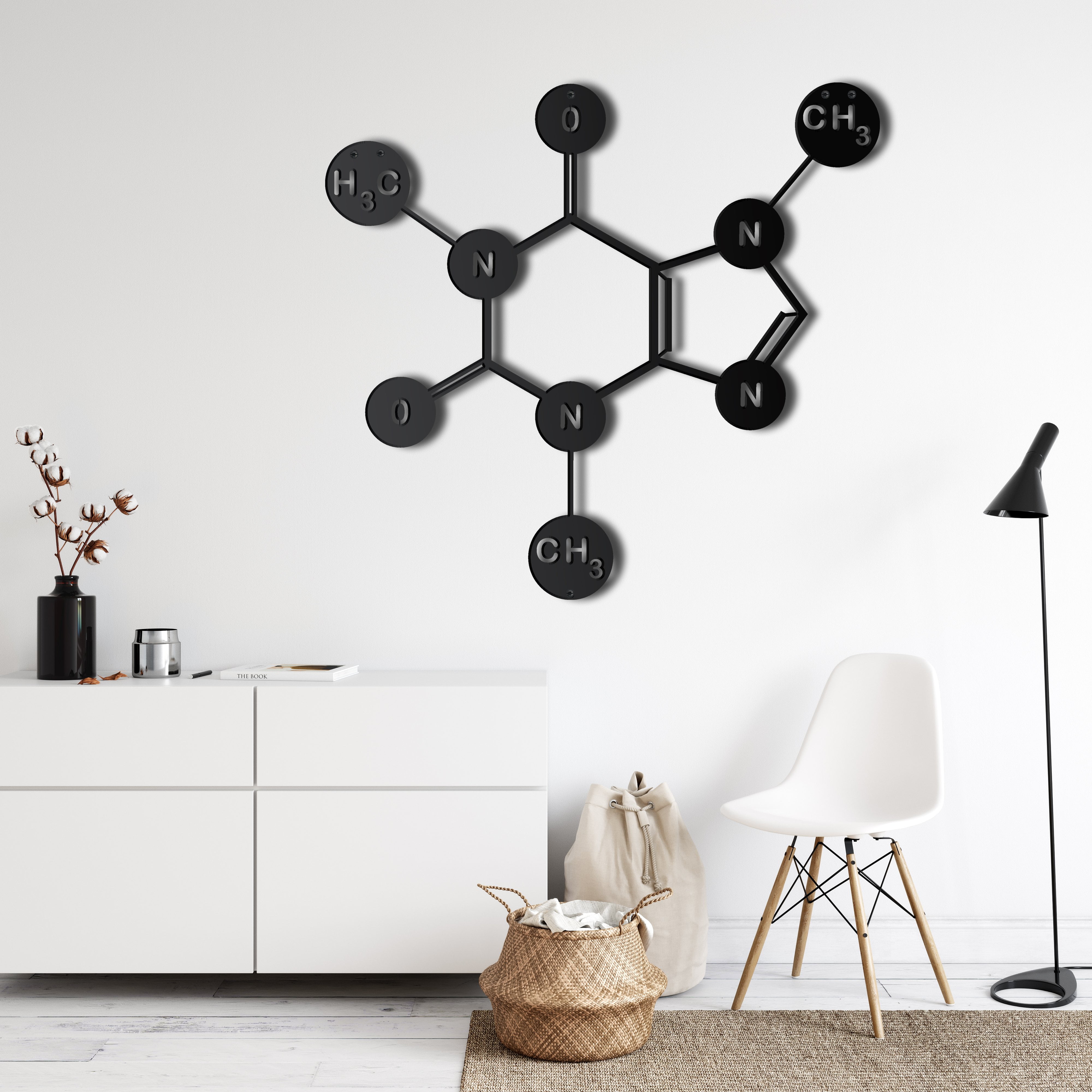 Caffeine Molecule Metal Wall Art for Home and Outside - Wall-Mounted ...