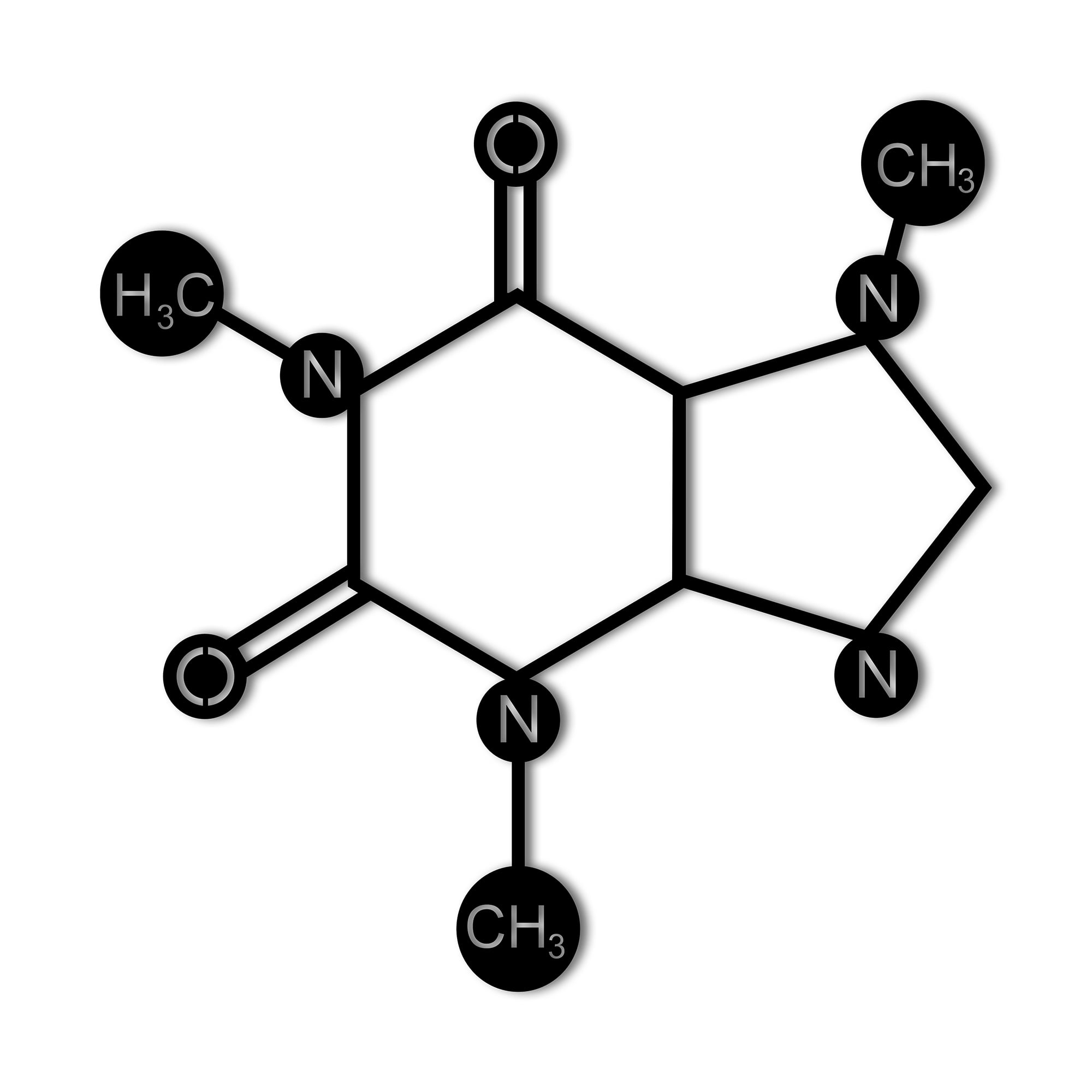 Caffeine Molecule Metal Wall Art | Large Molecule Decoration for Home ...