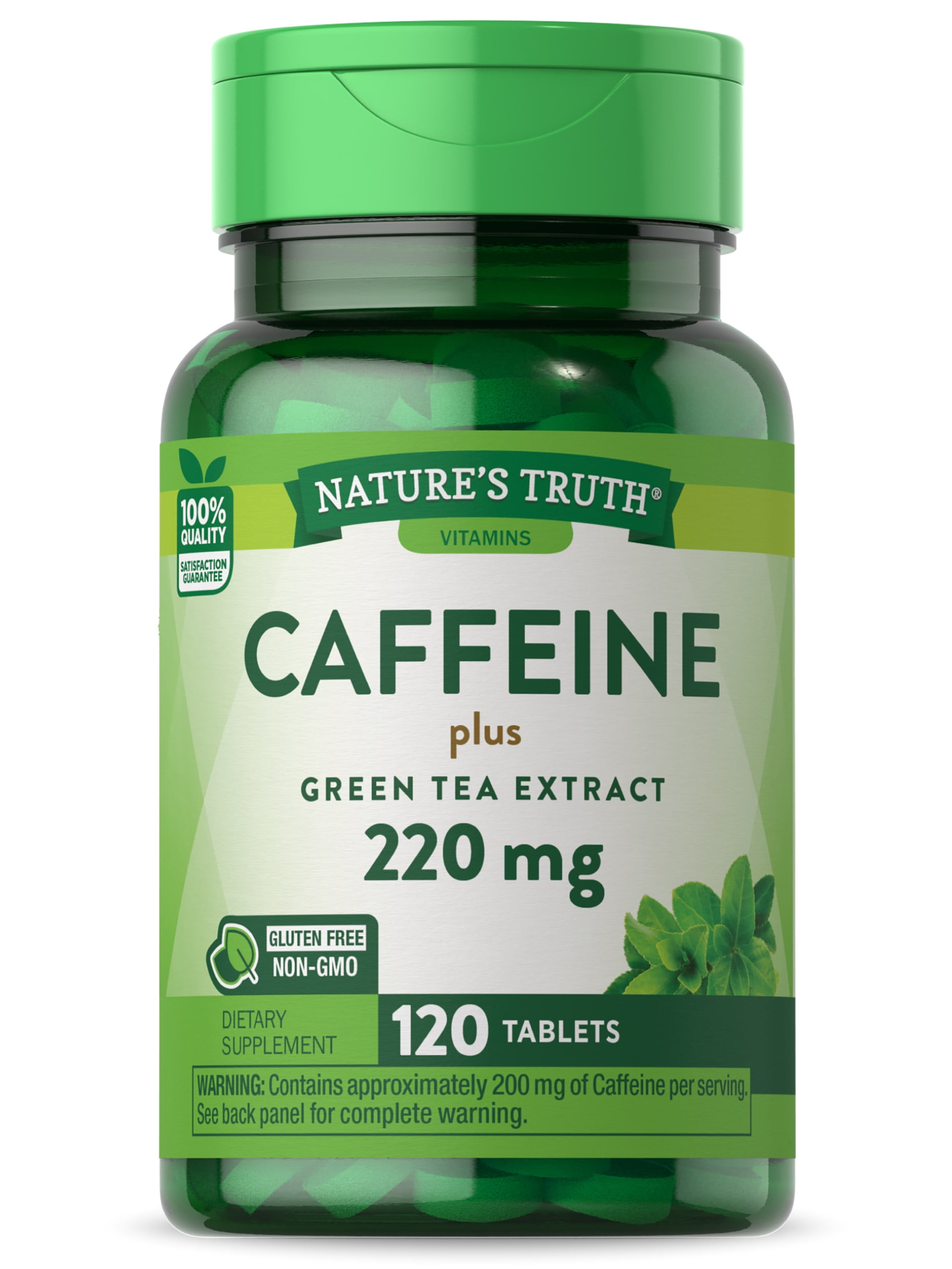 Caffeine Pills 220mg With Green Tea Extract | 120 Count | Vegetarian ...