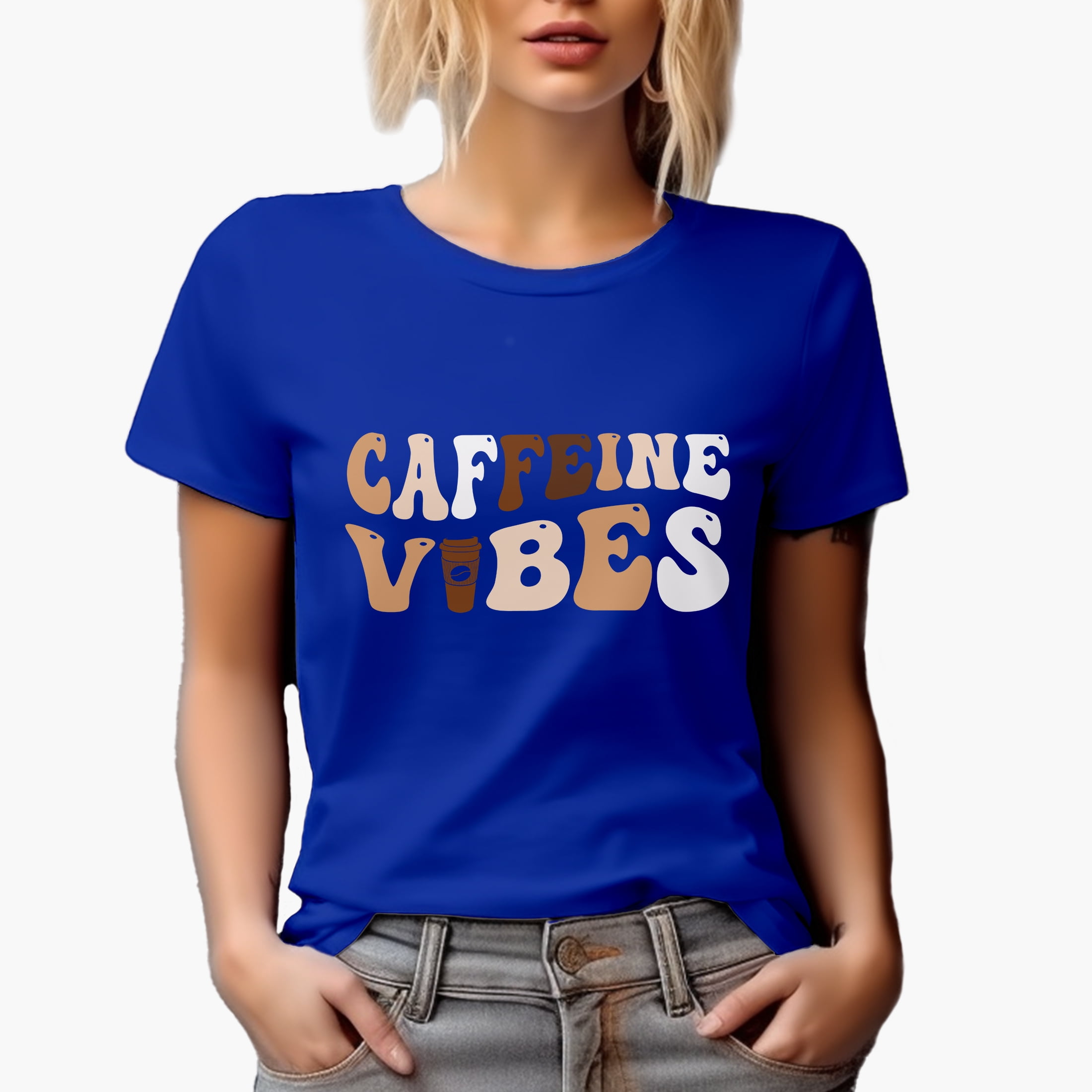 Caffeine Vibes, Coffee Drinker Themed, Groovy Retro Wavy Text Merch ...