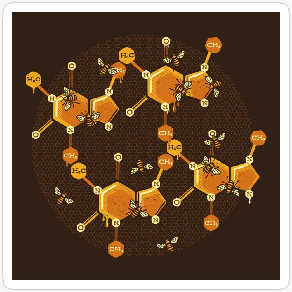 Caffeine Working Bee Hive Sticker Phone Decal Water Bottle Stickers Car ...