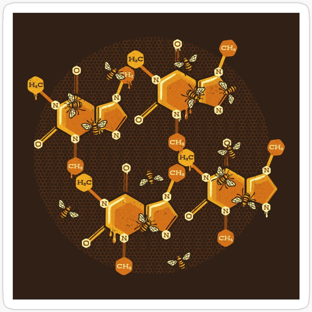 Caffeine Working Bee Hive Sticker Phone Decal Water Bottle Stickers Car ...