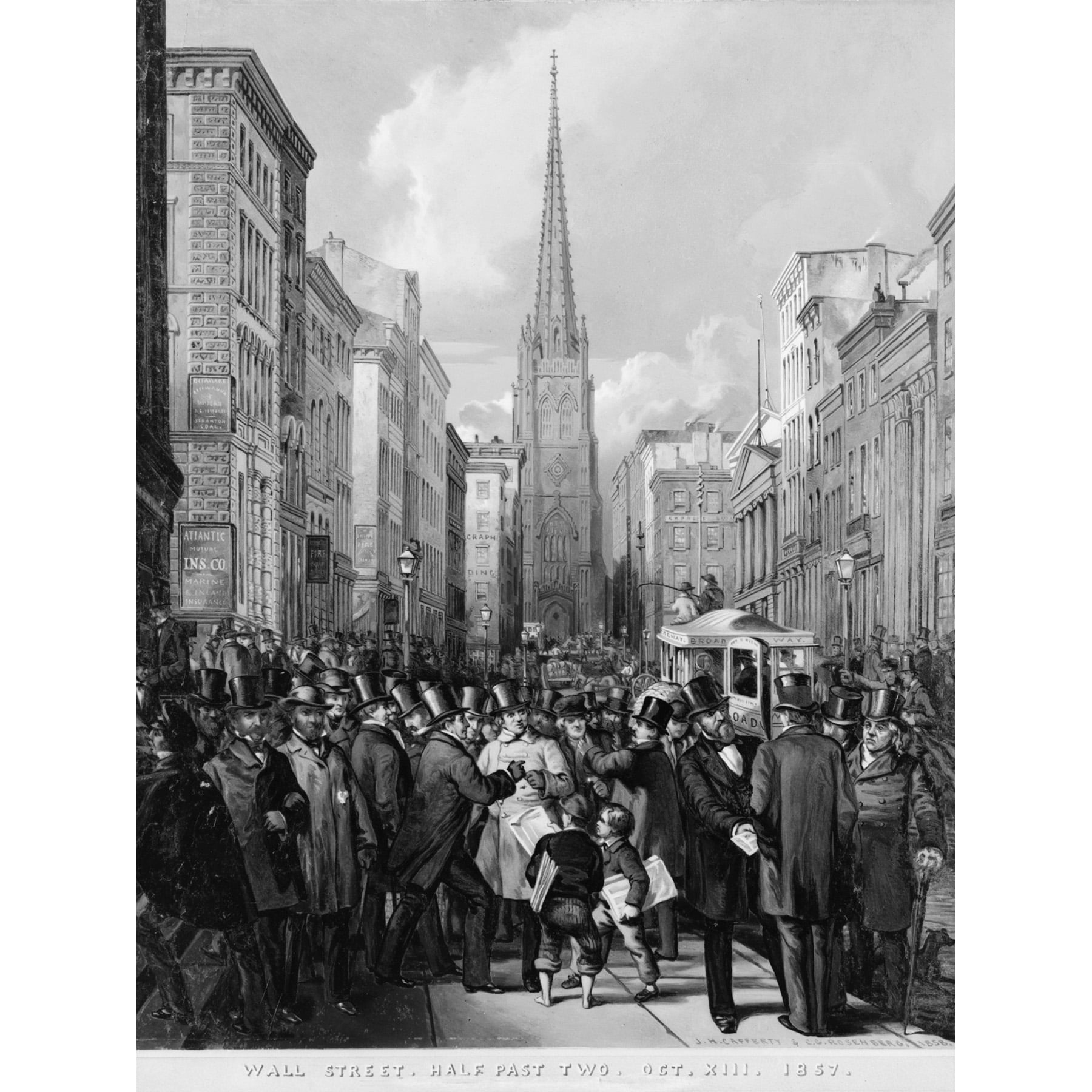 Cafferty Wall Street Half Past Two October 13 1857 Painting Extra Large ...